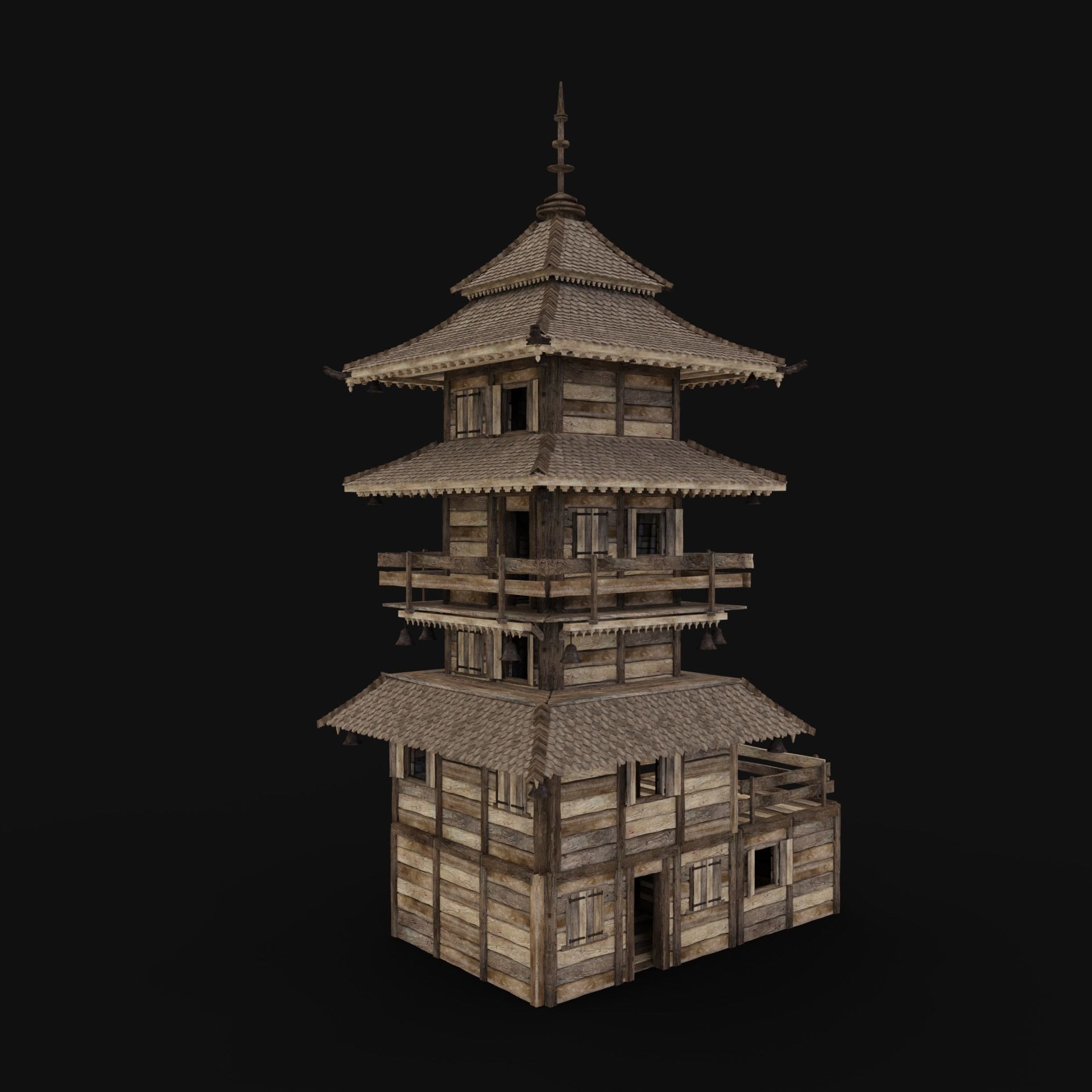 3D model FEUDAL JAPAN CHINESE TOWER DOJO WATCHTOWER SAMURAI NINJA PACK ...