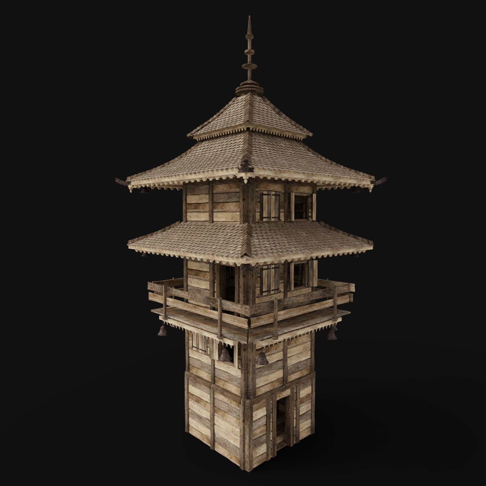 3D model FEUDAL JAPAN CHINESE TOWER DOJO WATCHTOWER SAMURAI NINJA PACK ...