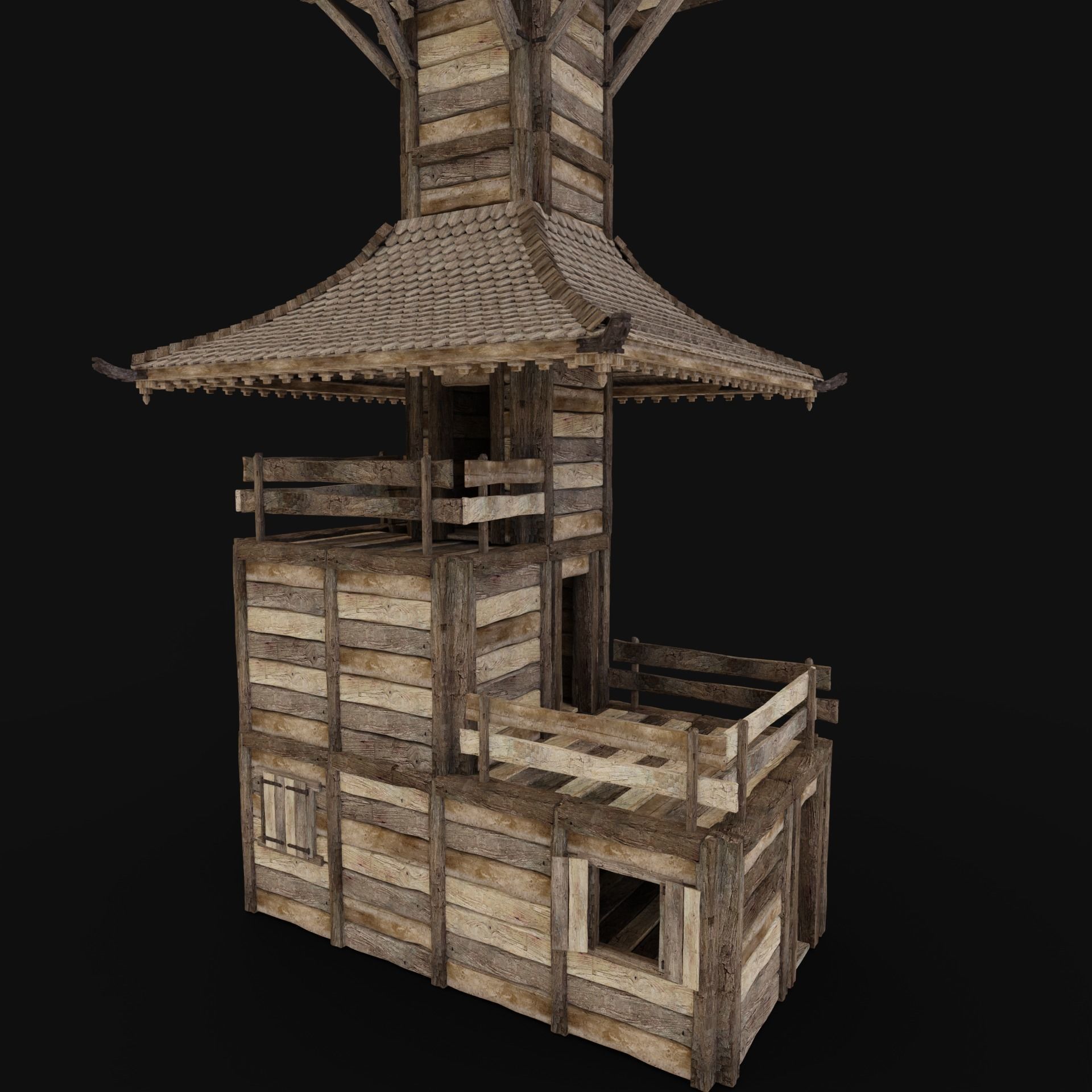 3D model FEUDAL JAPAN CHINESE TOWER DOJO WATCHTOWER SAMURAI NINJA PACK ...