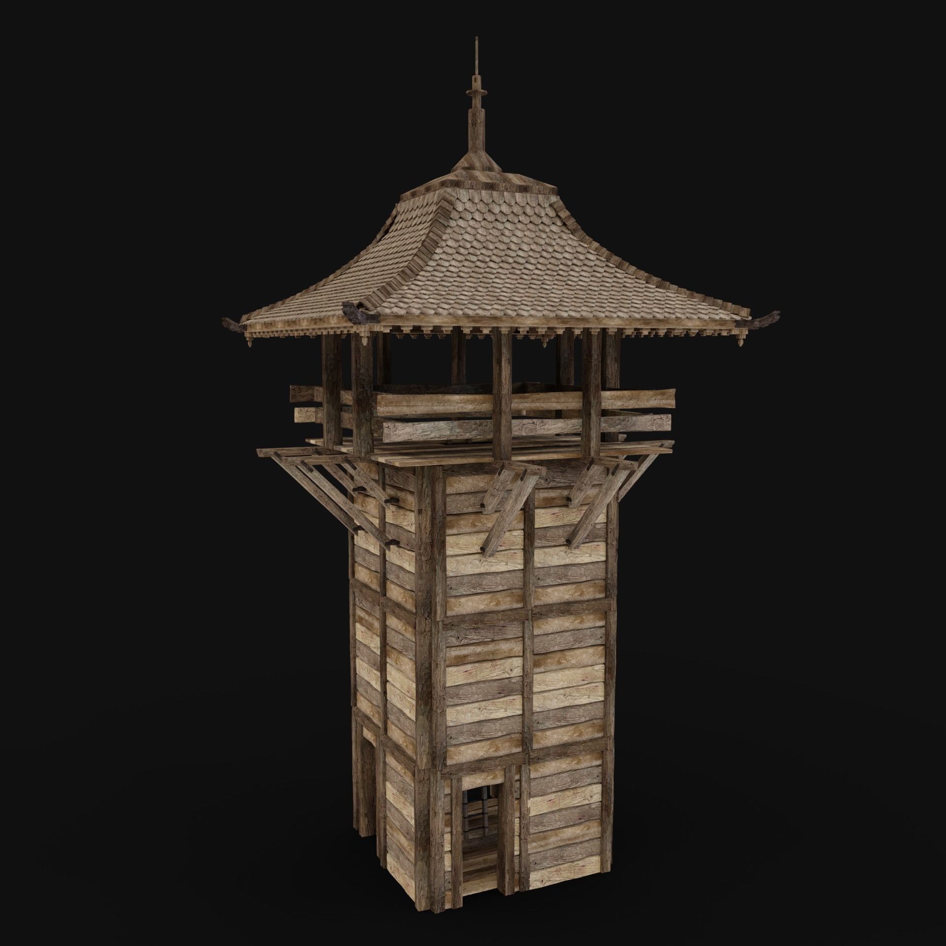 3D model FEUDAL JAPAN CHINESE TOWER DOJO WATCHTOWER SAMURAI NINJA PACK ...