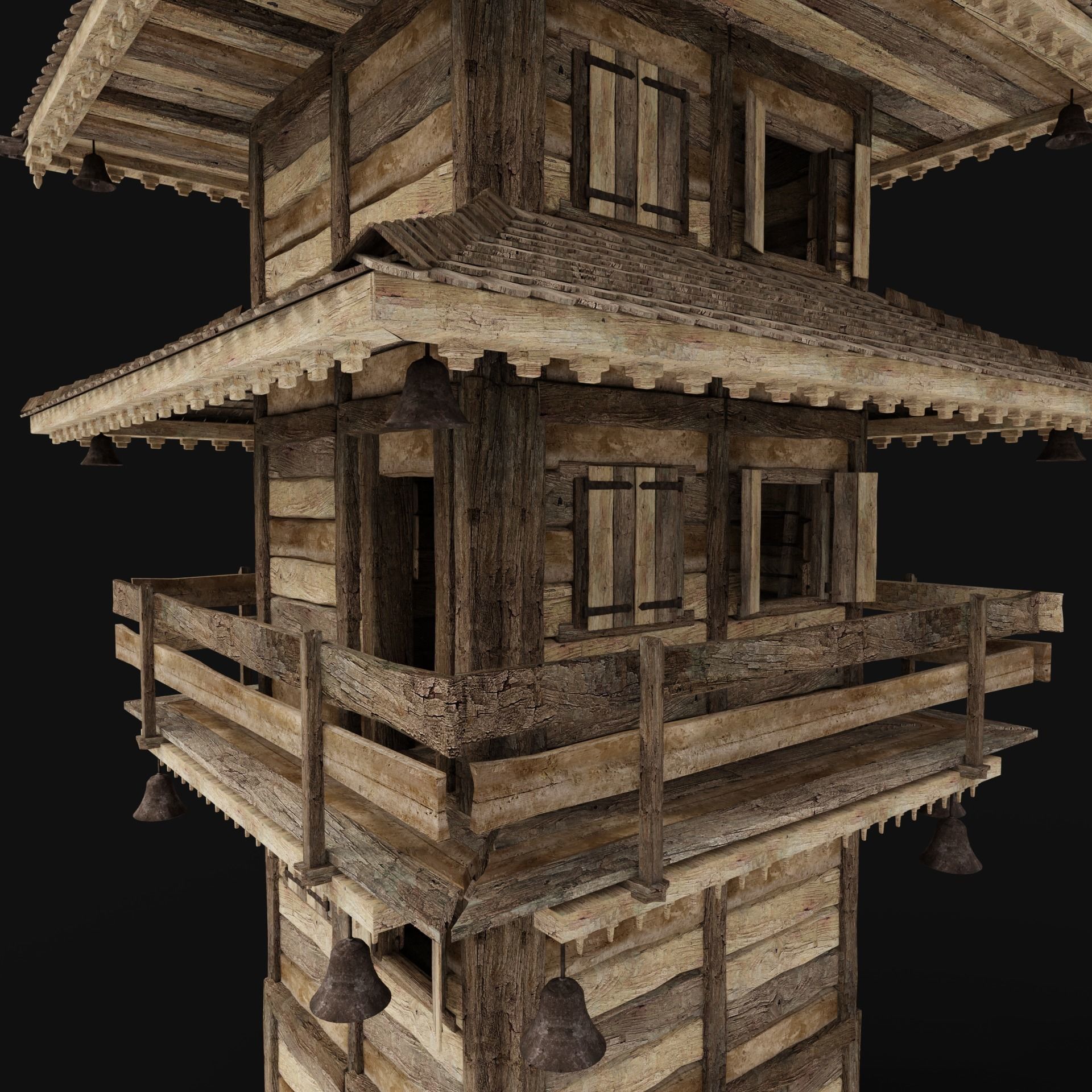 3D model FEUDAL JAPAN CHINESE TOWER DOJO WATCHTOWER SAMURAI NINJA PACK ...