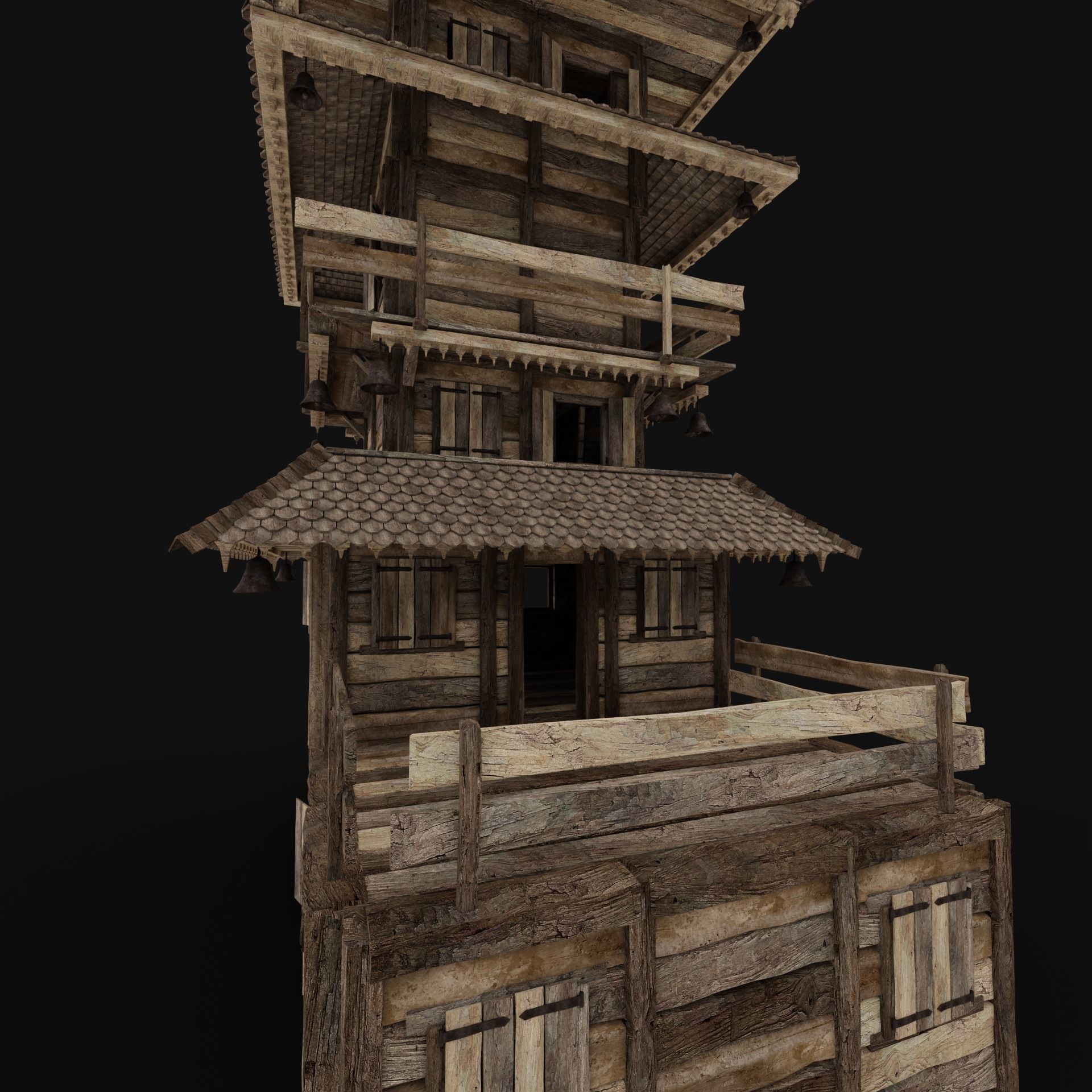 3D model FEUDAL JAPAN CHINESE TOWER DOJO WATCHTOWER SAMURAI NINJA PACK ...