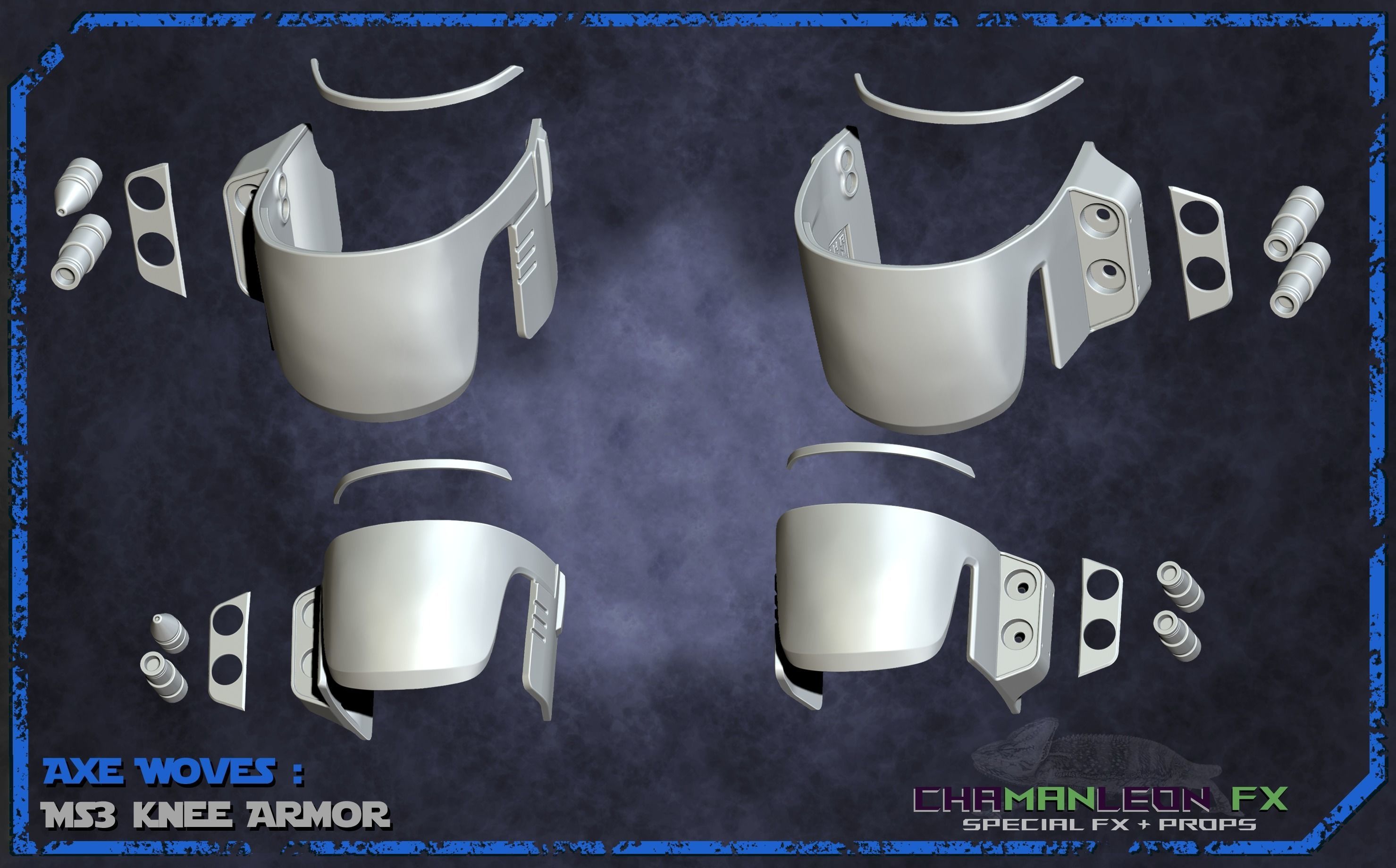 Axe Woves BoBF Knees The Mandalorian Cosplay Armor 3D model 3D ...