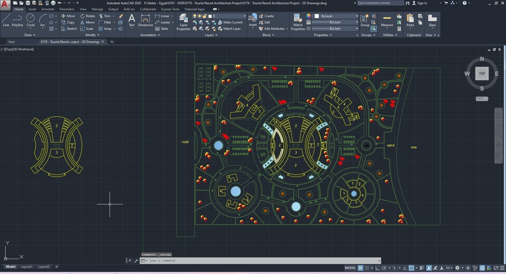 0179 - Tourist Resort Architecture 3D Project - 2D Drawing 3D model ...