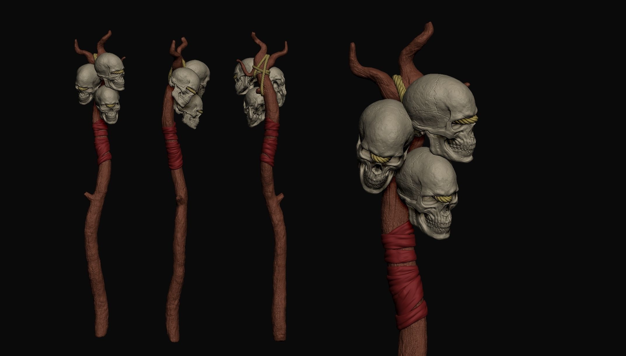Staff with skull 3D model 3D printable | CGTrader