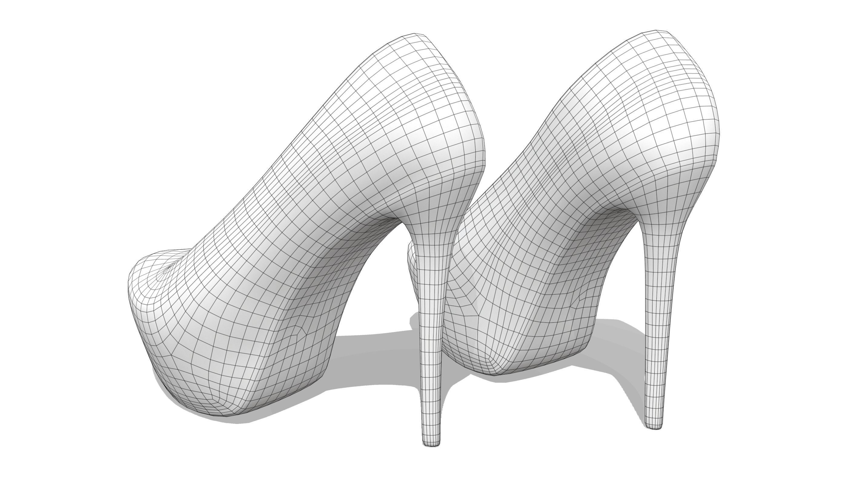 3d Model Red Stiletto High Heel Pumps Vr Ar Low Poly Cgtrader
