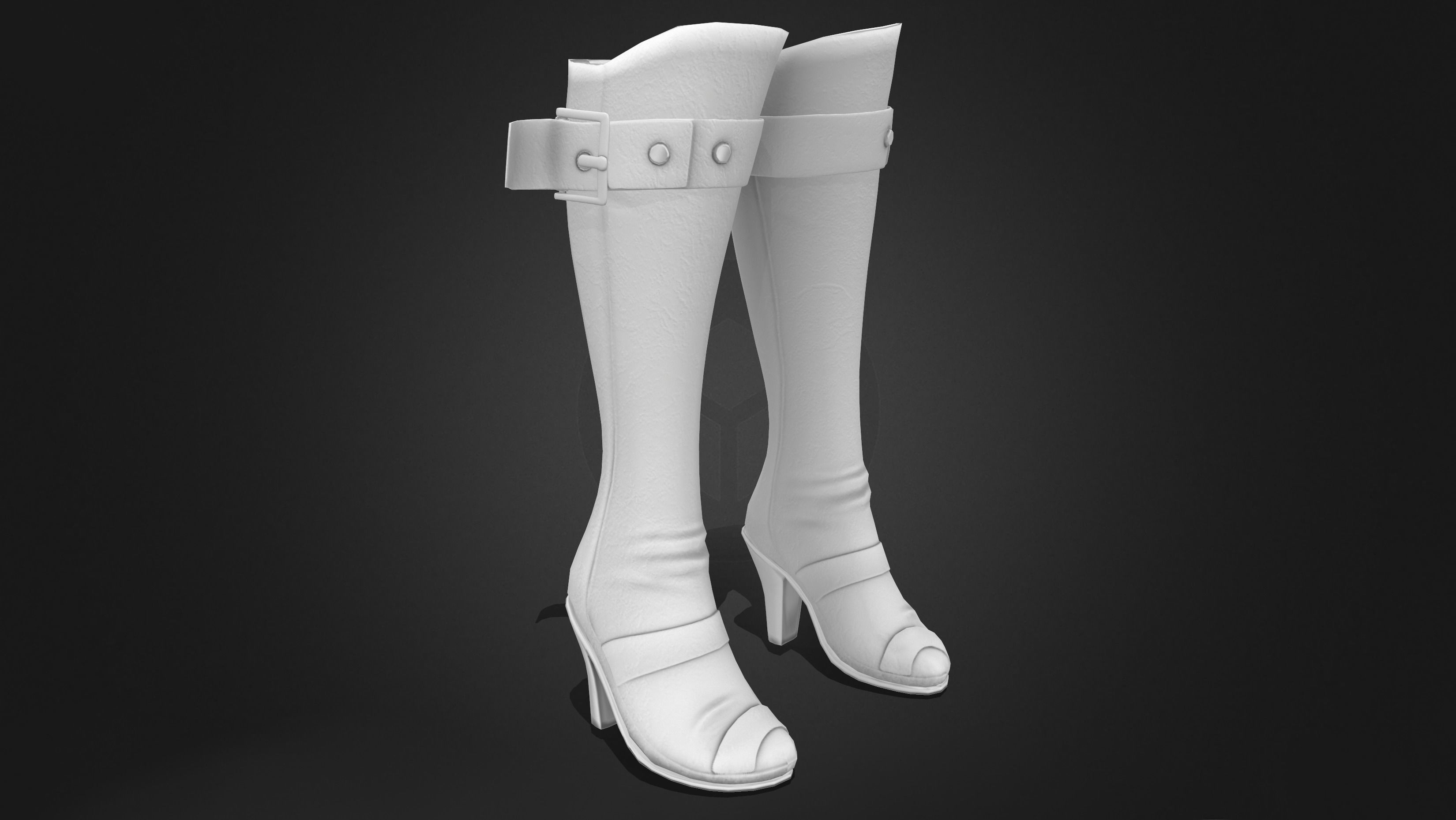 3D model Fantasy Warrior Stylized High Heel Calf Boots VR / AR / low-poly | CGTrader