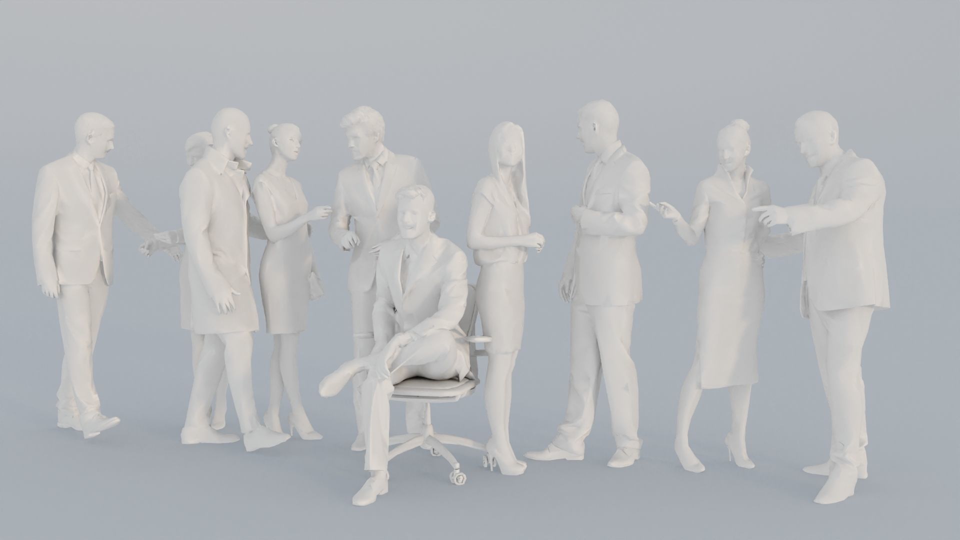 002 CROWDS LOWPOLY TENS BUSINESS PEOPLE SCANS MAN WOMAN 3D model | CGTrader