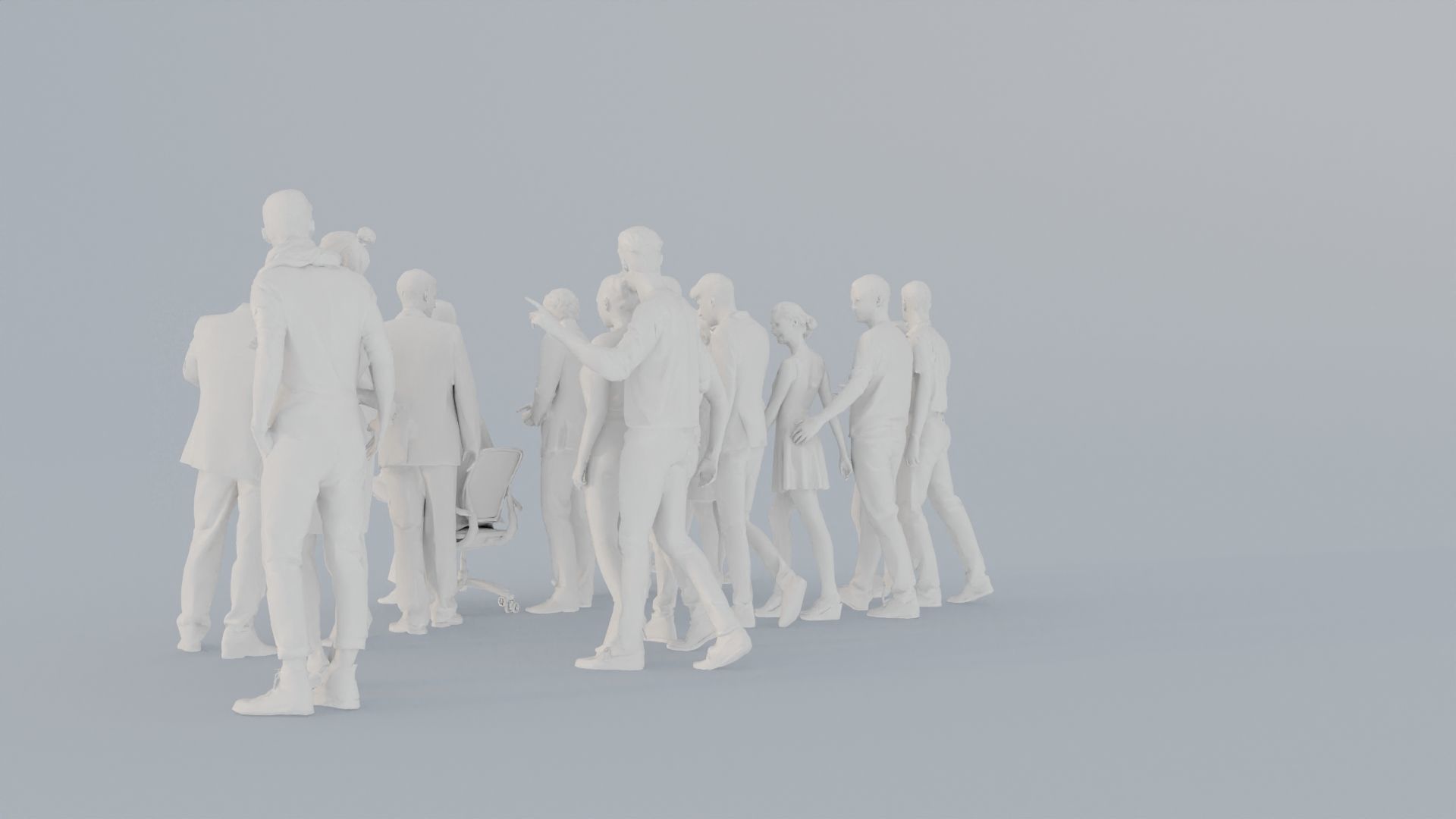 18 CROWDS CASU1 BUS1 SITTING PEOPLE SCANS MAN WOMAN 3D model 3D ...