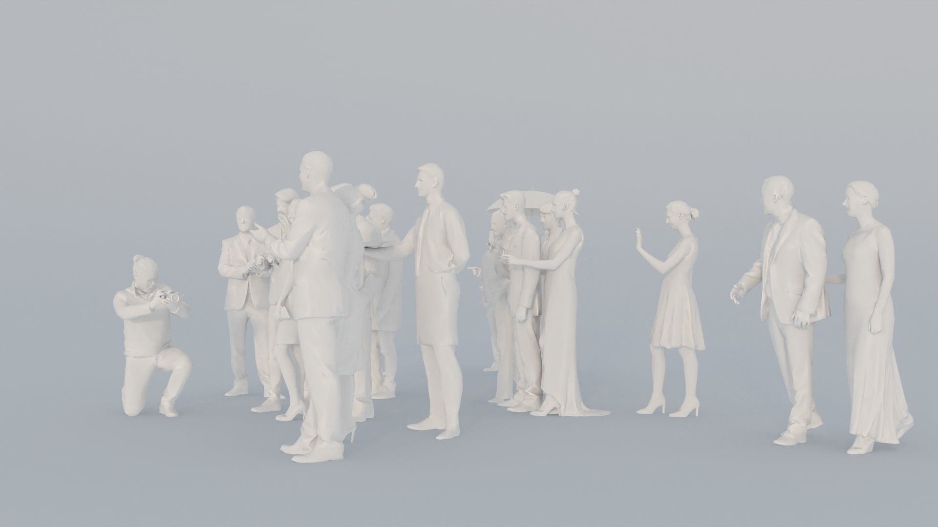 16 CROWDS ELE1 ELE2 SITTING PEOPLE SCANS MAN WOMAN 3D model 3D ...