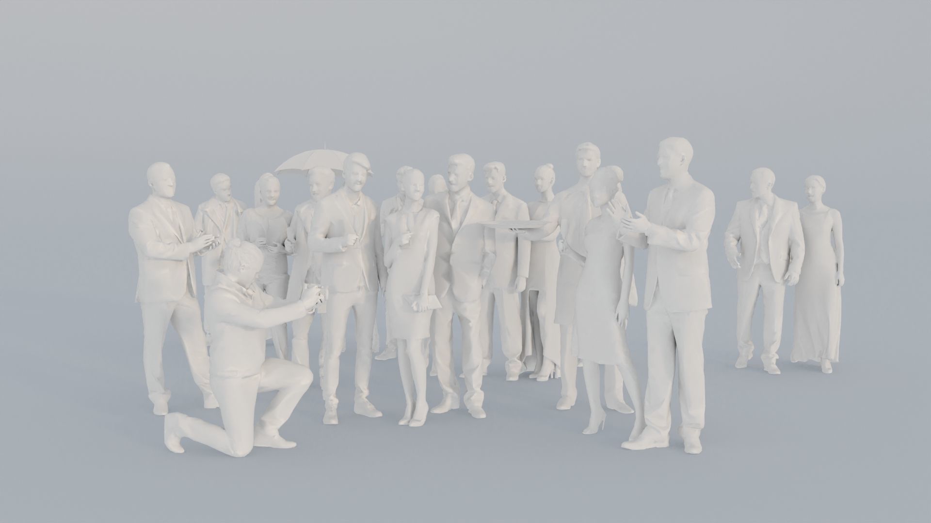 16 CROWDS ELE1 ELE2 SITTING PEOPLE SCANS MAN WOMAN 3D model 3D ...