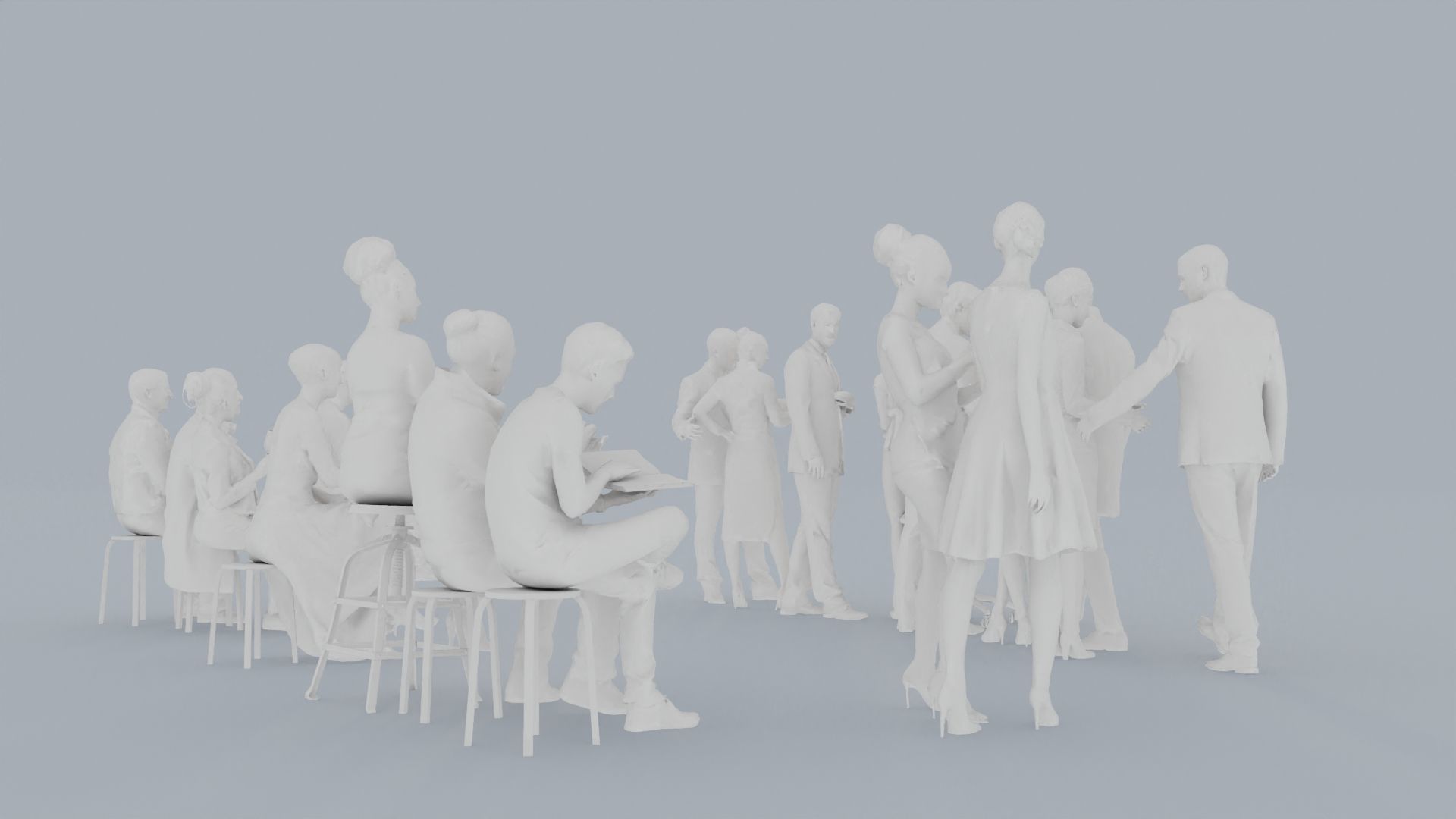 13 CROWDS BUS1 CAFE2 SITTING PEOPLE SCANS MAN WOMAN 3D model 3D ...