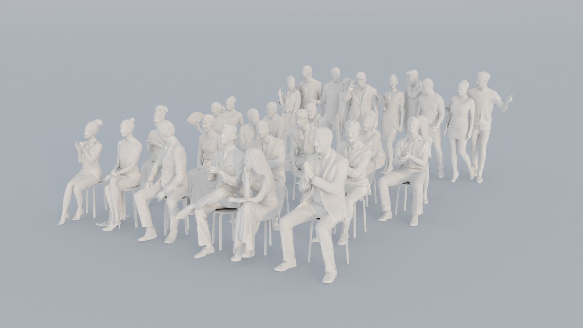 21 LP THIRTIES ELEGANT SITTING CASUAL CROWDS MAN SITTING WOMAN 3D model ...