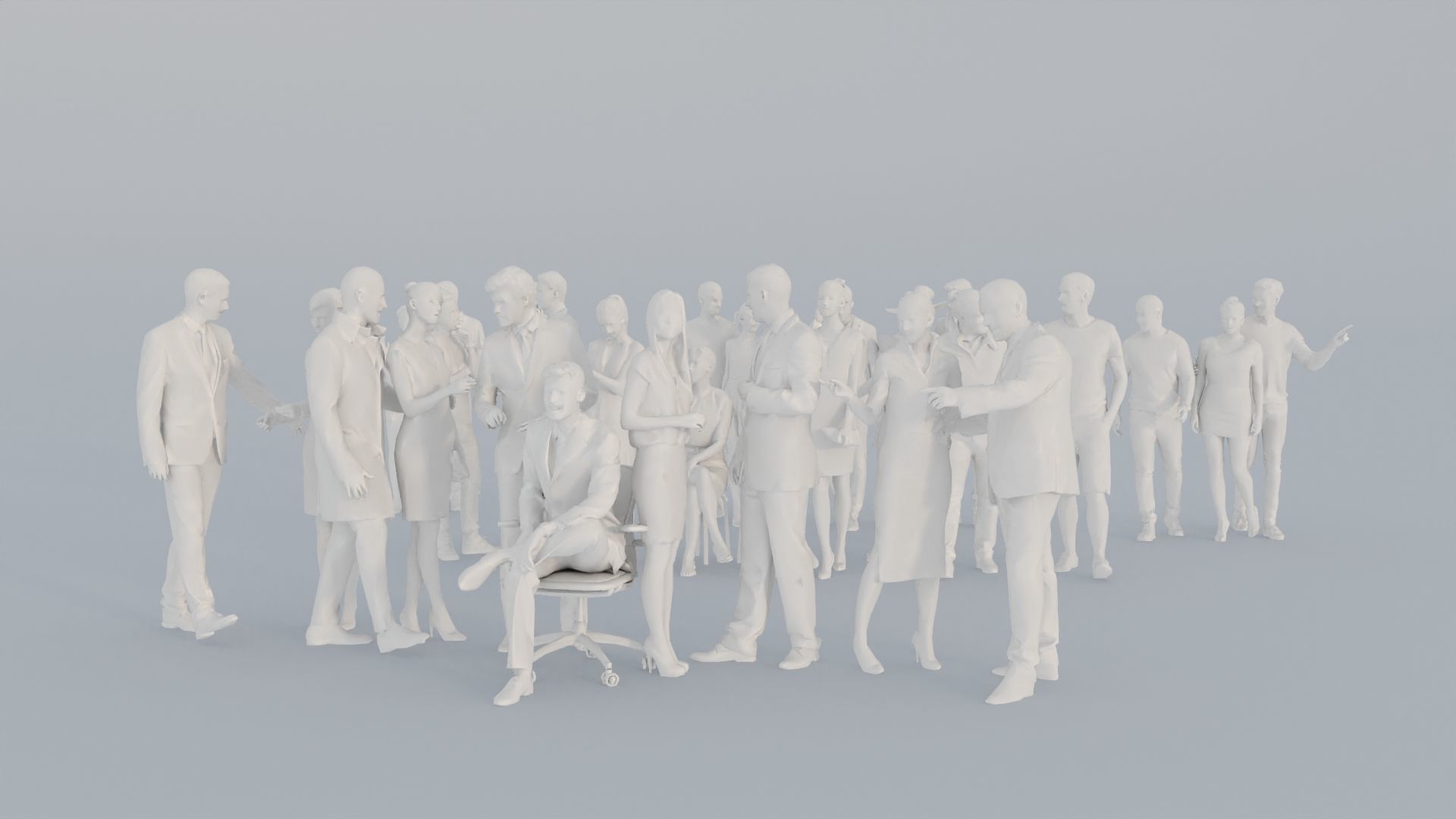 11 LP THIRTIES BUSINESS CASUAL CROWDS MAN SITTING WOMAN 3D model 3D ...