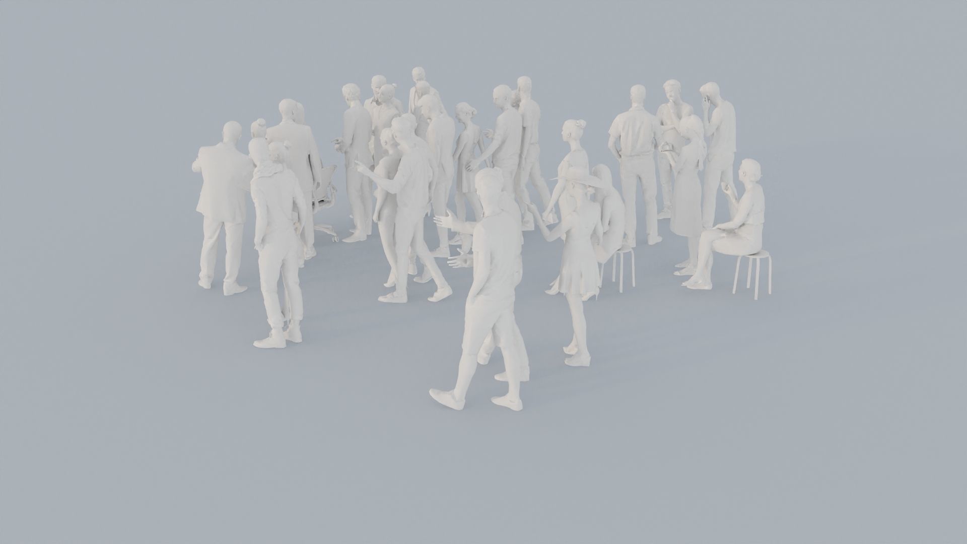 10 LP THIRTIES BUSINESS CASUAL CROWDS MAN SITTING WOMAN 3D model 3D ...
