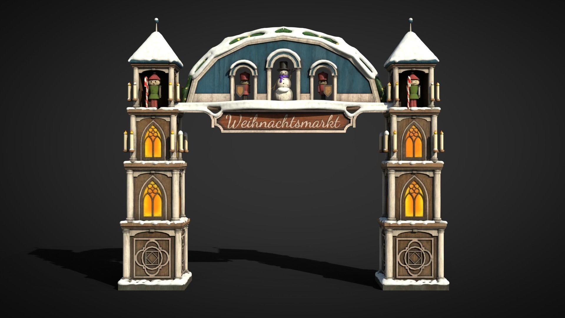 German christmas market gate 3D model | CGTrader