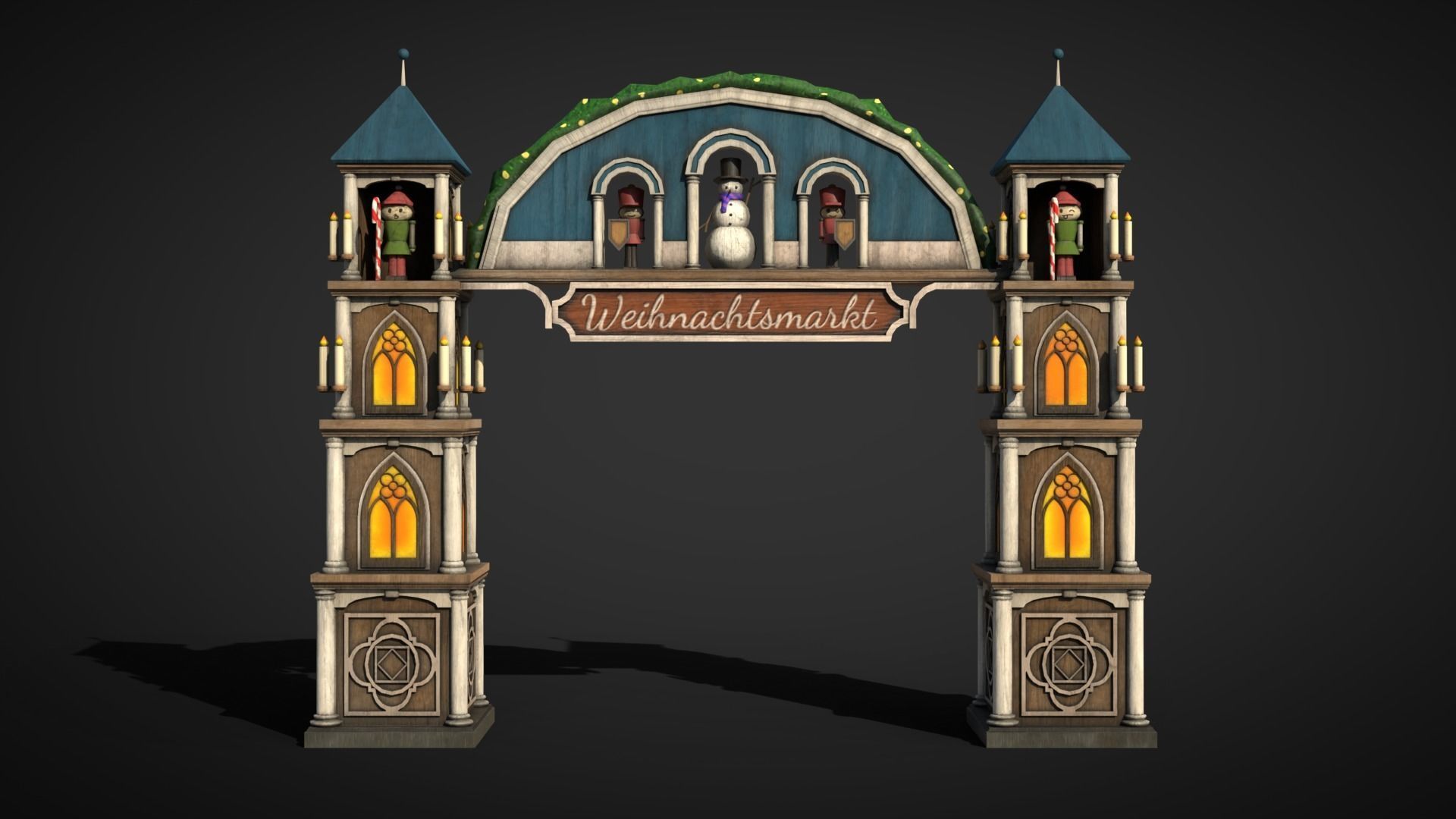 German christmas market gate 3D model | CGTrader