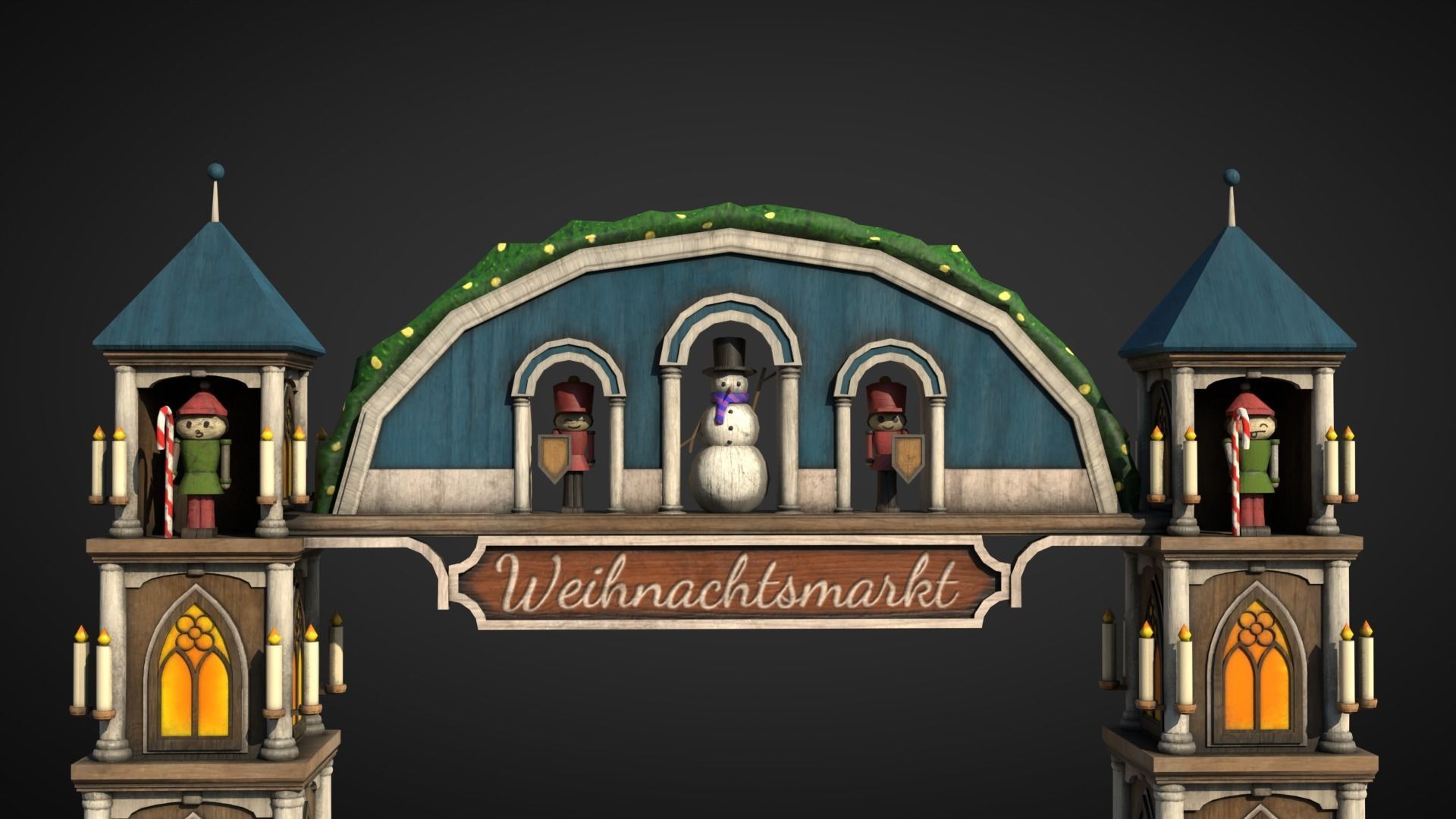 German christmas market gate 3D model | CGTrader