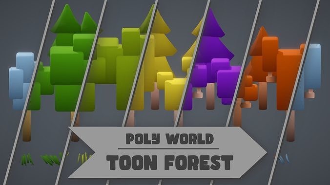 3D model Poly World - Toon Forest Pack VR / AR / low-poly | CGTrader