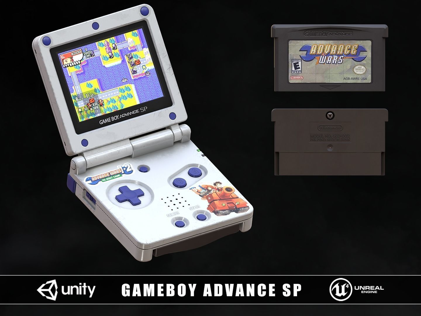 3D model Gameboy Advance SP Advance Wars VR / AR / low-poly | CGTrader