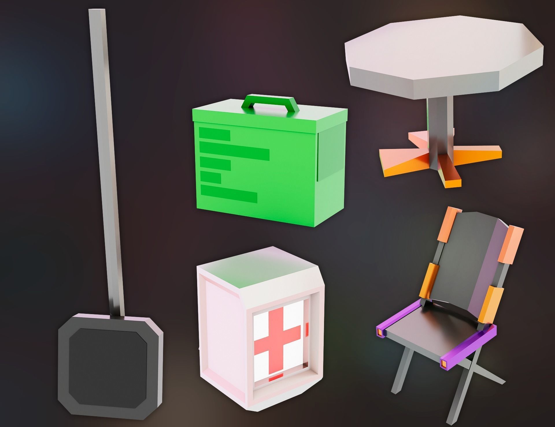 3D model Cyberpunk prop Pack Low poly VR / AR / low-poly | CGTrader