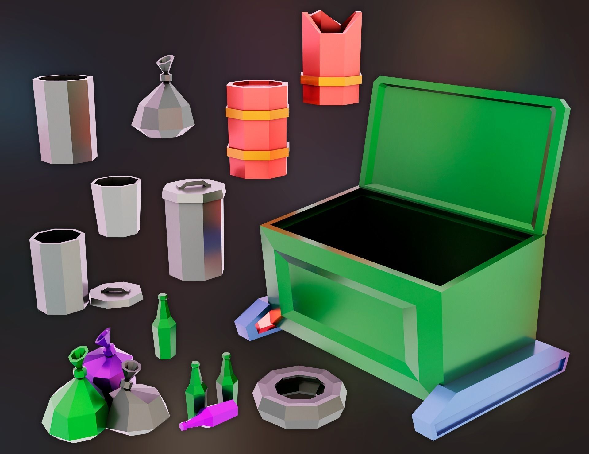 3D model Cyberpunk prop Pack Low poly VR / AR / low-poly | CGTrader