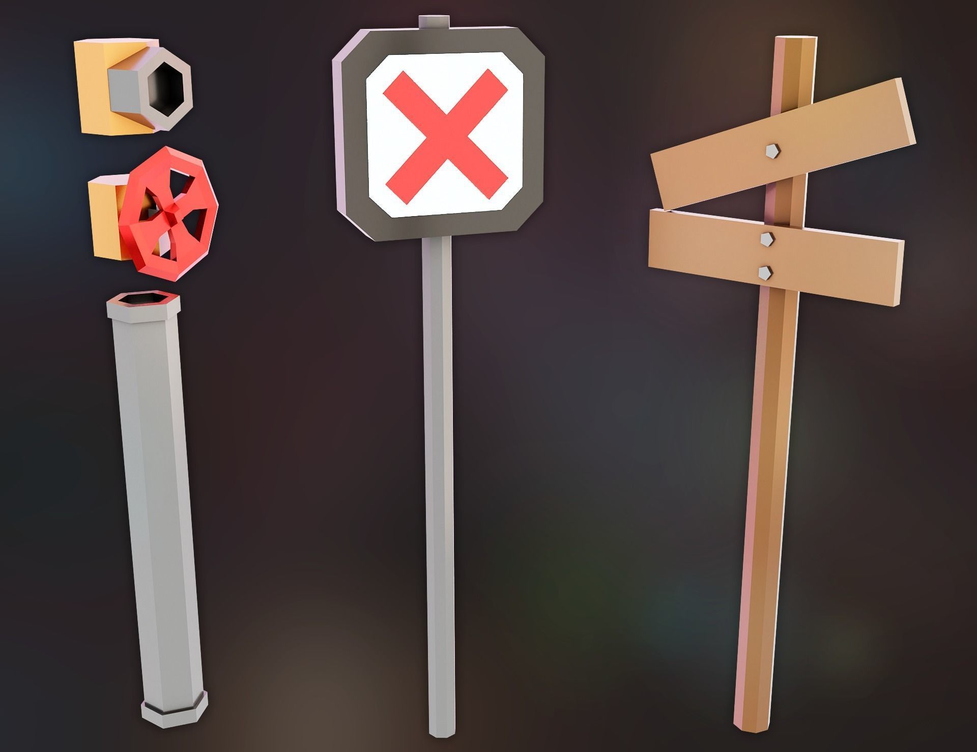 3D model Cyberpunk prop Pack Low poly VR / AR / low-poly | CGTrader