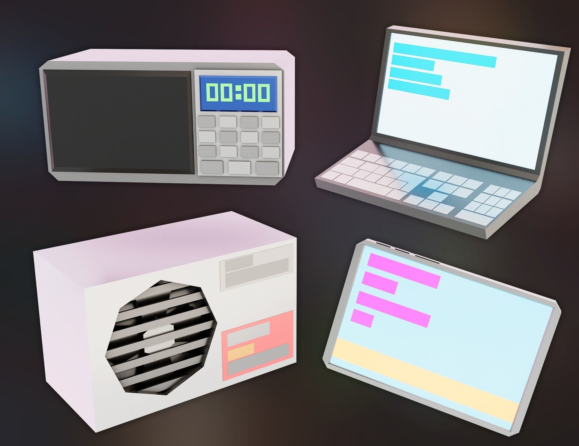 3D model Cyberpunk prop Pack Low poly VR / AR / low-poly | CGTrader