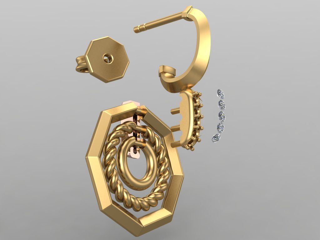 Printable jewelry3D STL earrings octahedron 3D model 3D printable ...