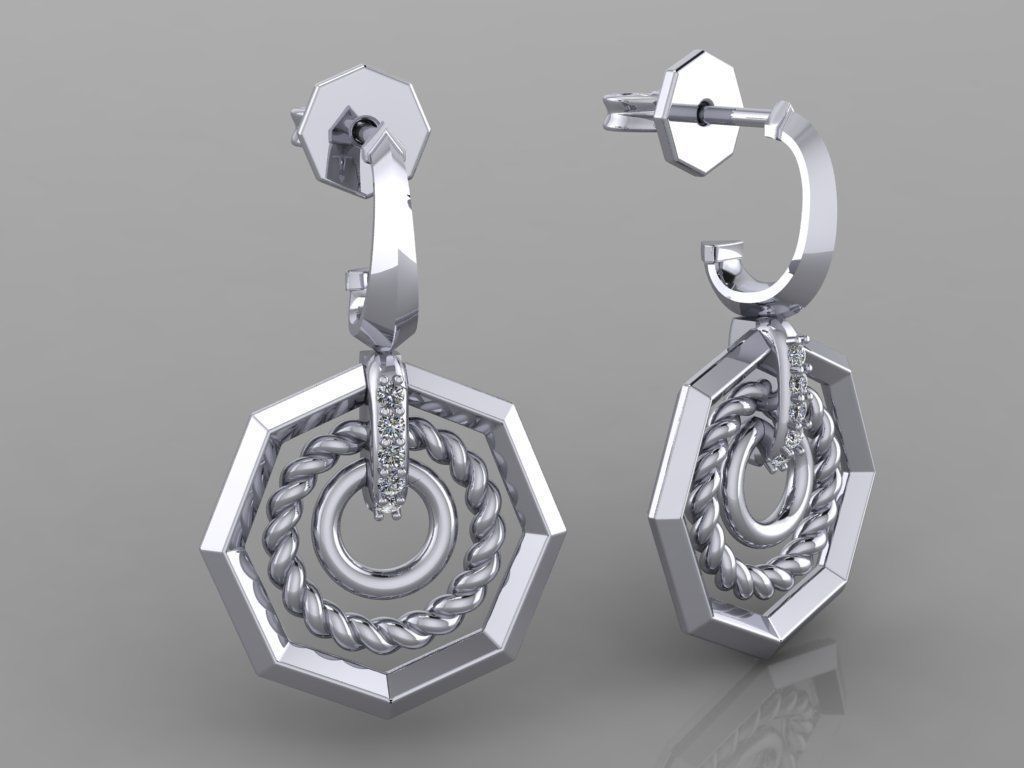Printable jewelry3D STL earrings octahedron 3D model 3D printable ...