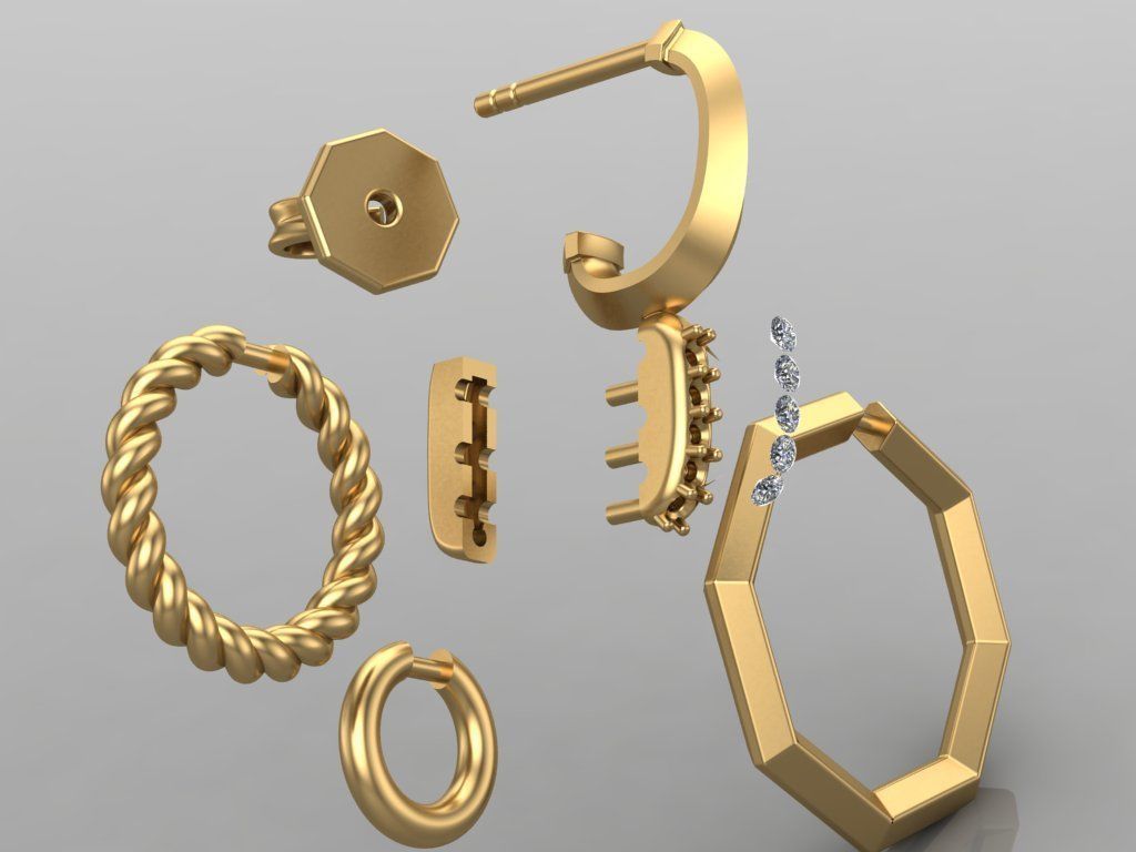 Printable jewelry3D STL earrings octahedron 3D model 3D printable ...