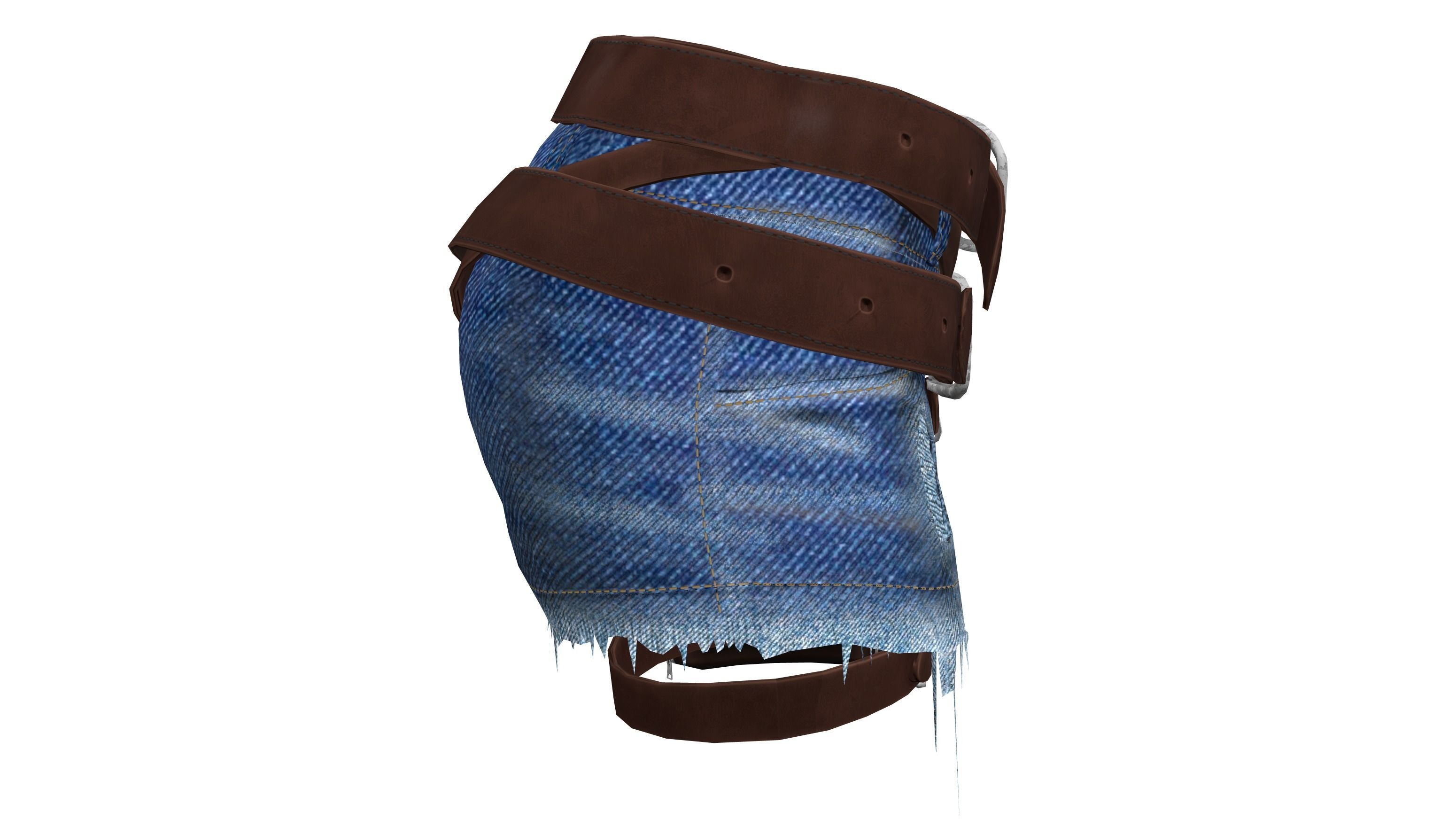 3D model Female Torn Mini Denim Short With Utility Pocket and Belts VR ...