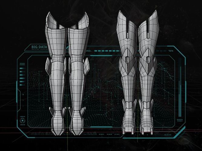 3D model Scifi leg armor female lowpoly game asset VR / AR / low-poly ...