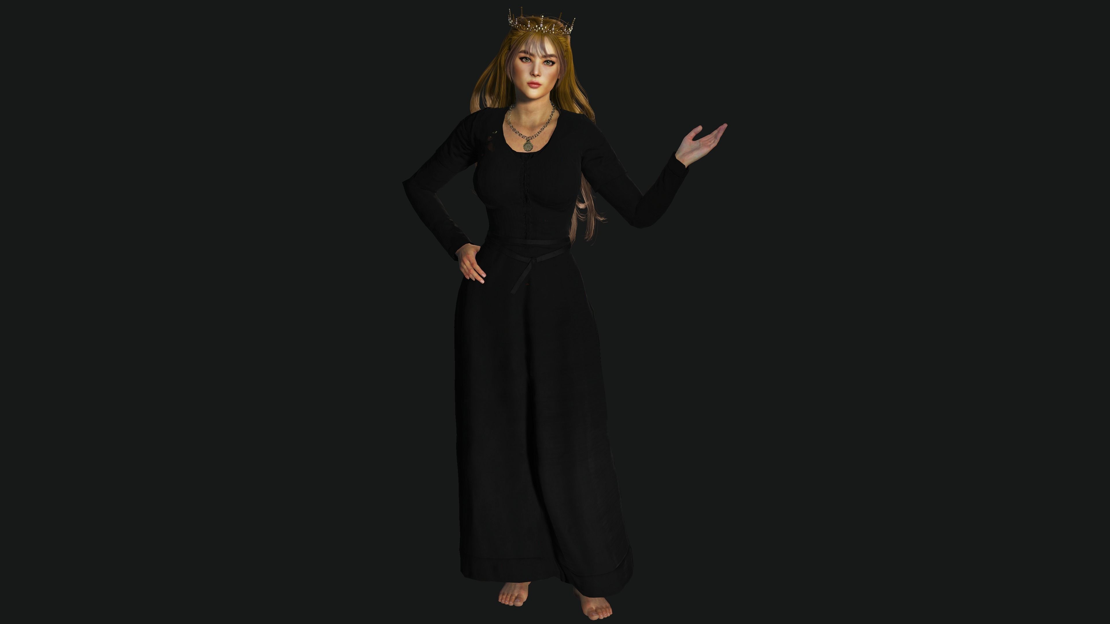 3D model 3D MEDIEVAL HUMAN RIGGED CHARACTER - BEAUTIFUL QUEEN PRINCESS ...