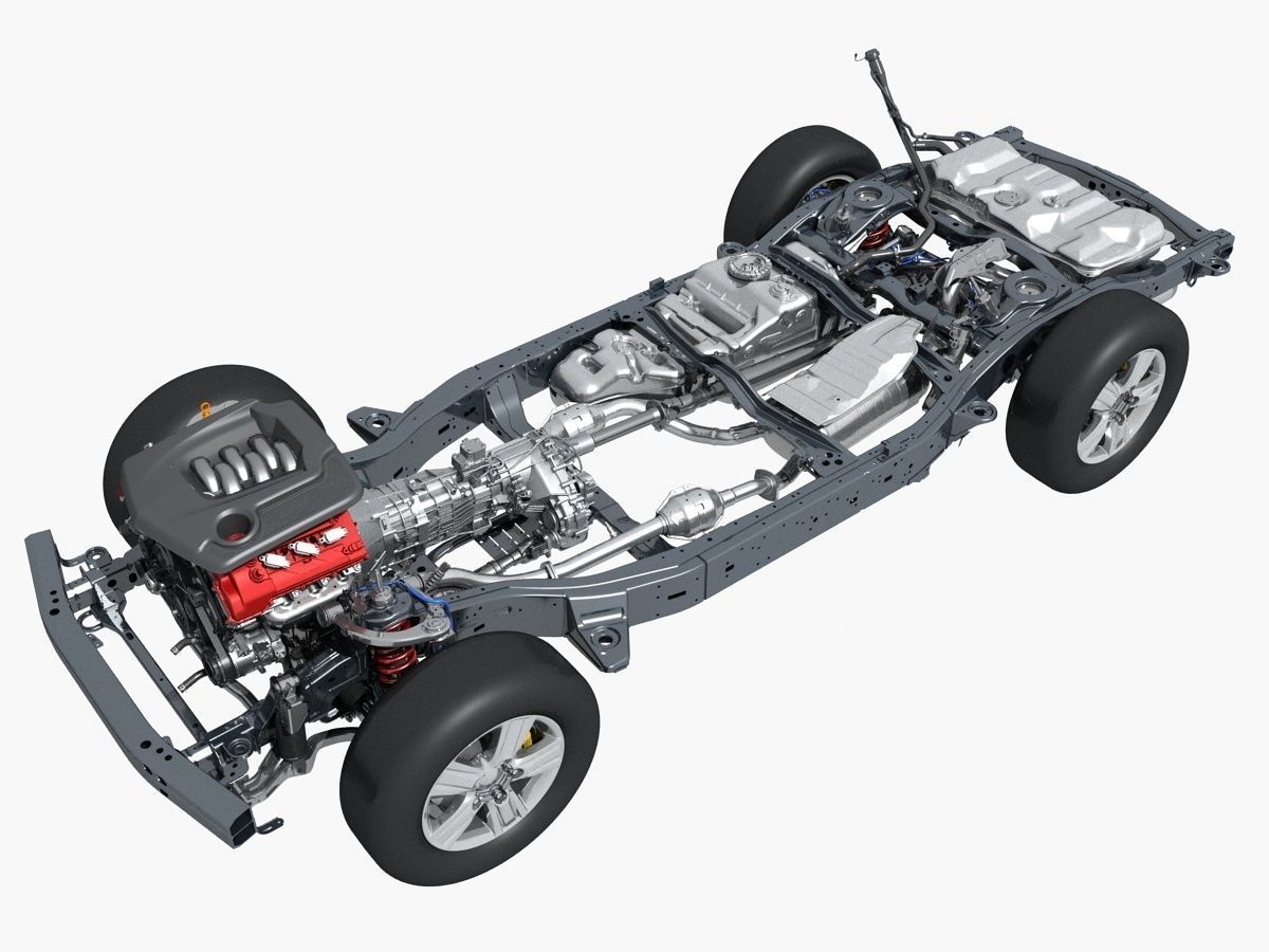 SUV Chassis with Engine 3D model | CGTrader
