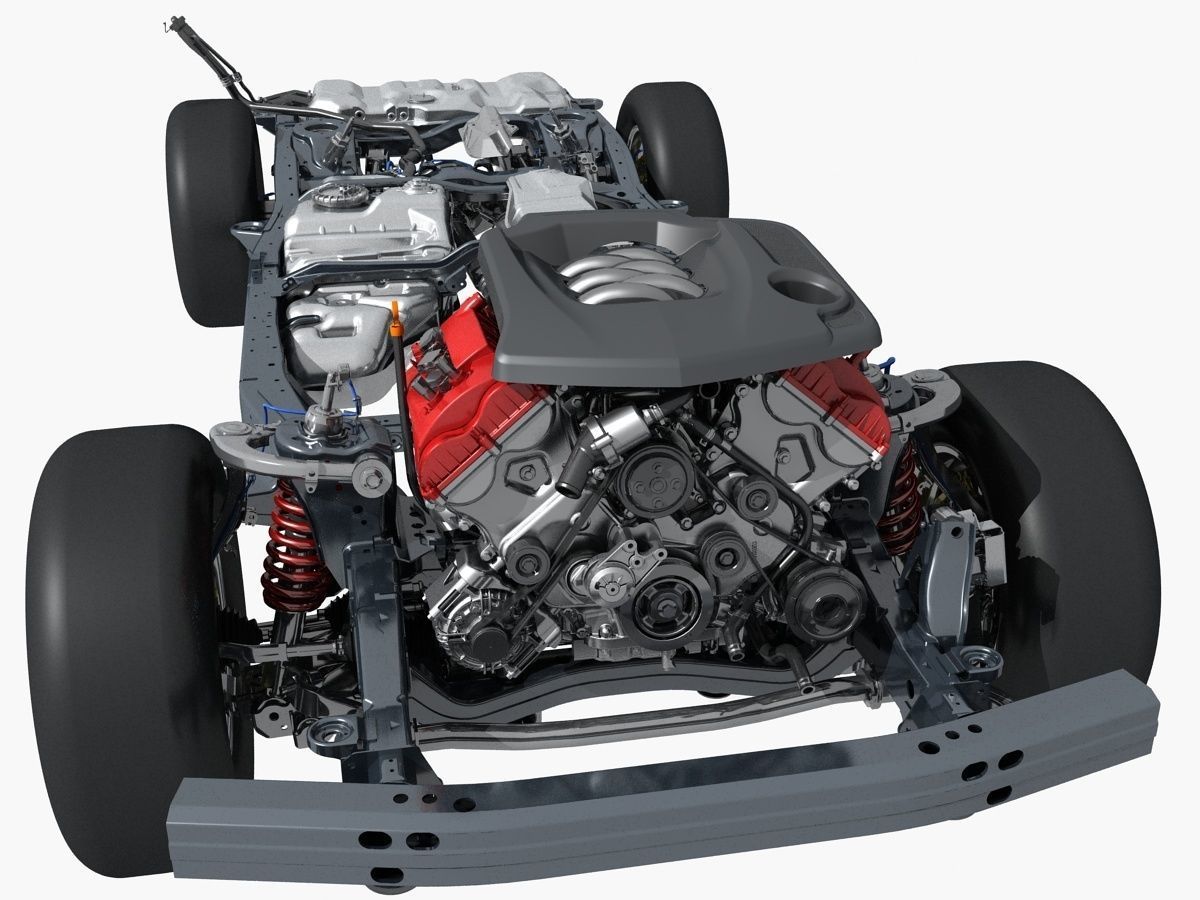 SUV Chassis with Engine 3D model | CGTrader
