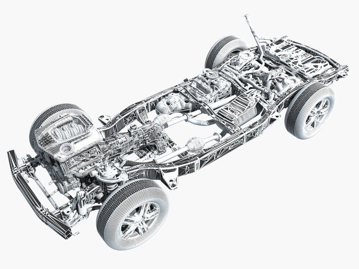 SUV Chassis with Engine 3D model | CGTrader