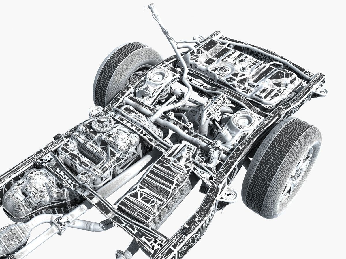 SUV Chassis with Engine 3D model | CGTrader