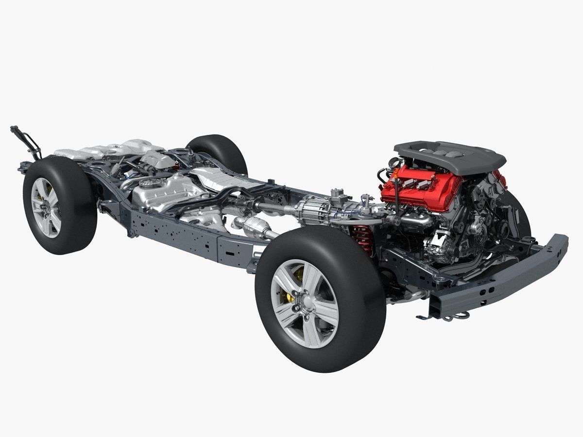 SUV Chassis with Engine 3D model | CGTrader