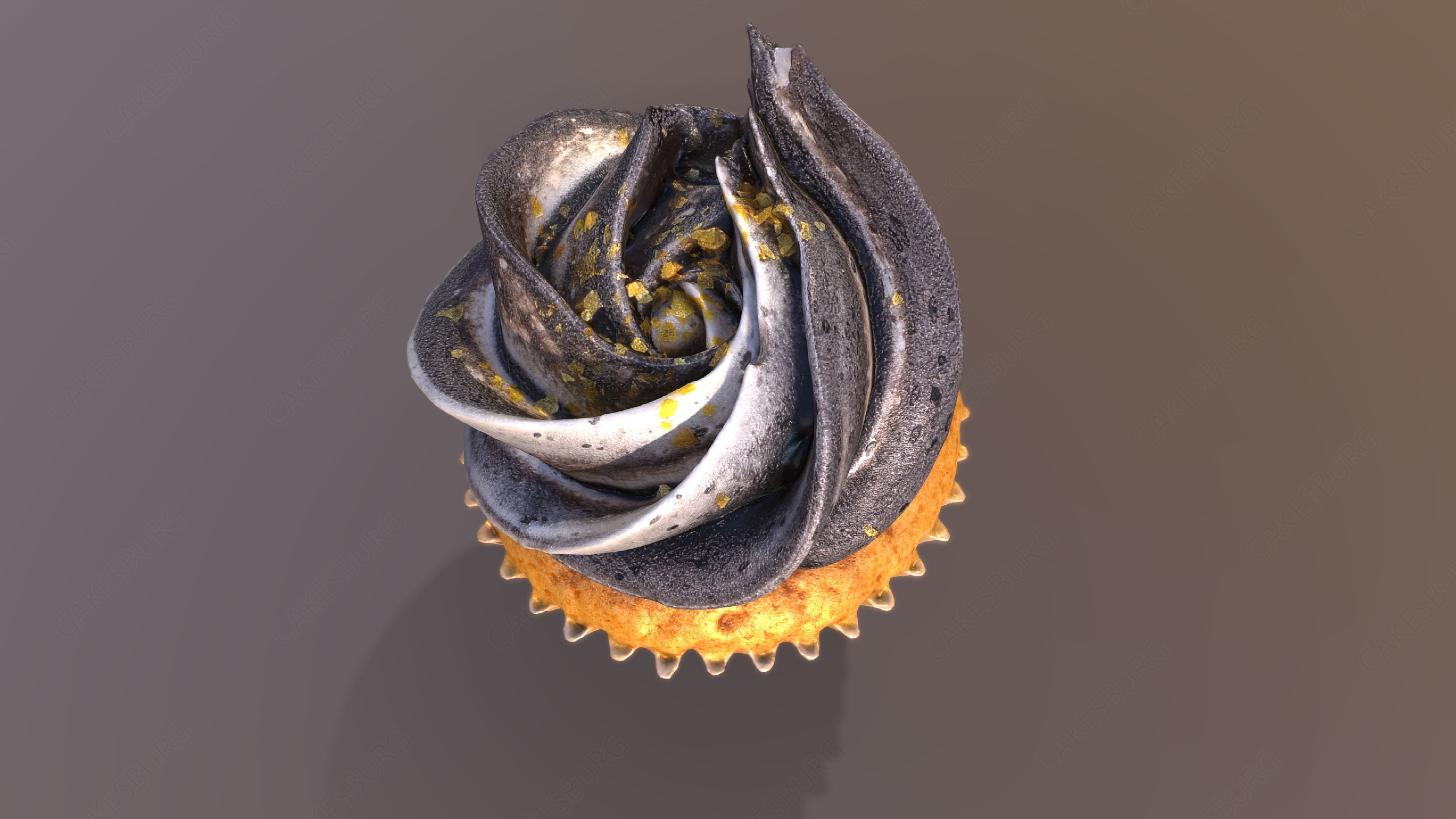 3D model Elegant Golden Flakes Cupcake VR / AR / low-poly | CGTrader