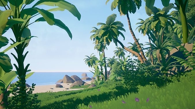 3D model Stylized Environment Series - Tropical Package VR / AR / low ...
