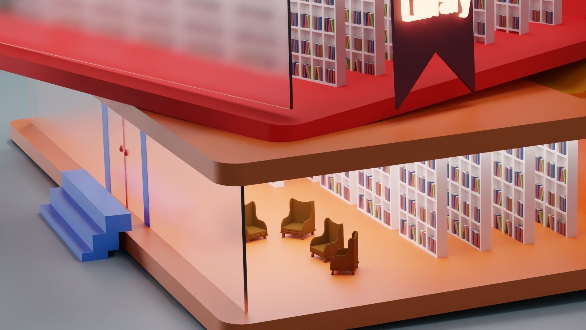 Miniature Library 3D blender 3D model | CGTrader