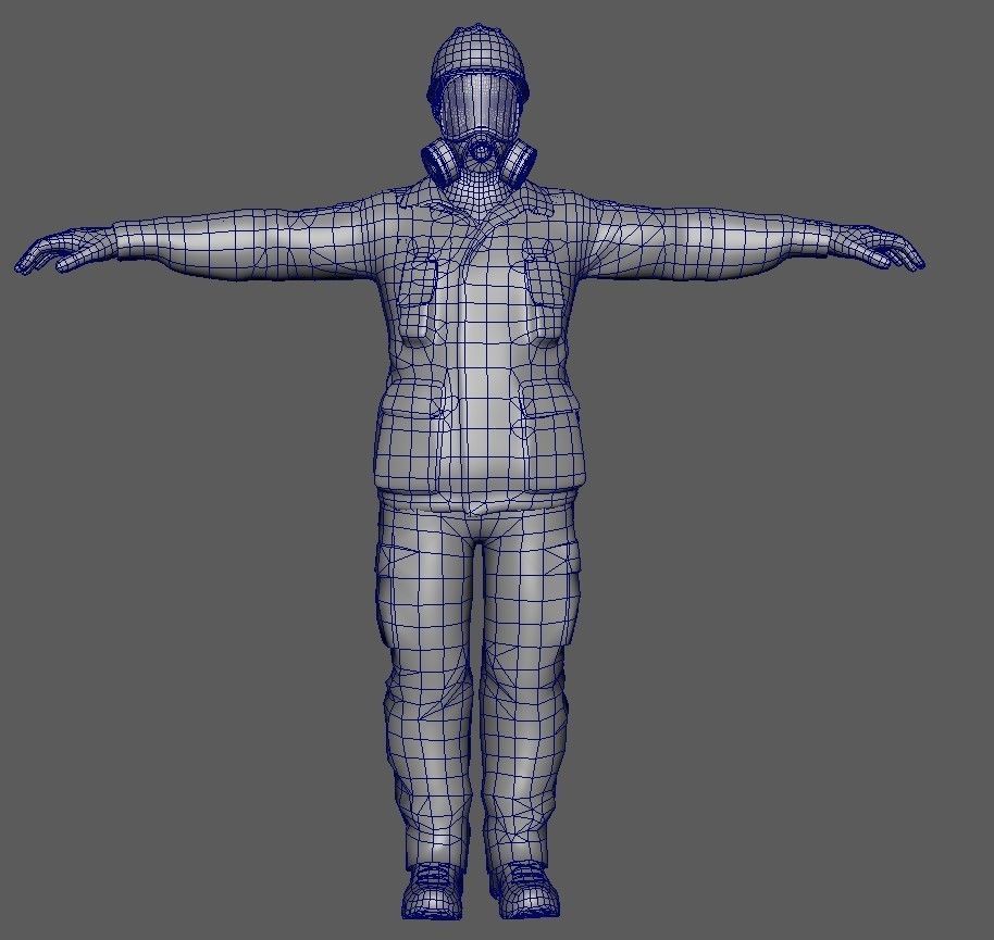 3D model GAS MASK worker character RIGGED ANIMATED VR / AR / low-poly ...