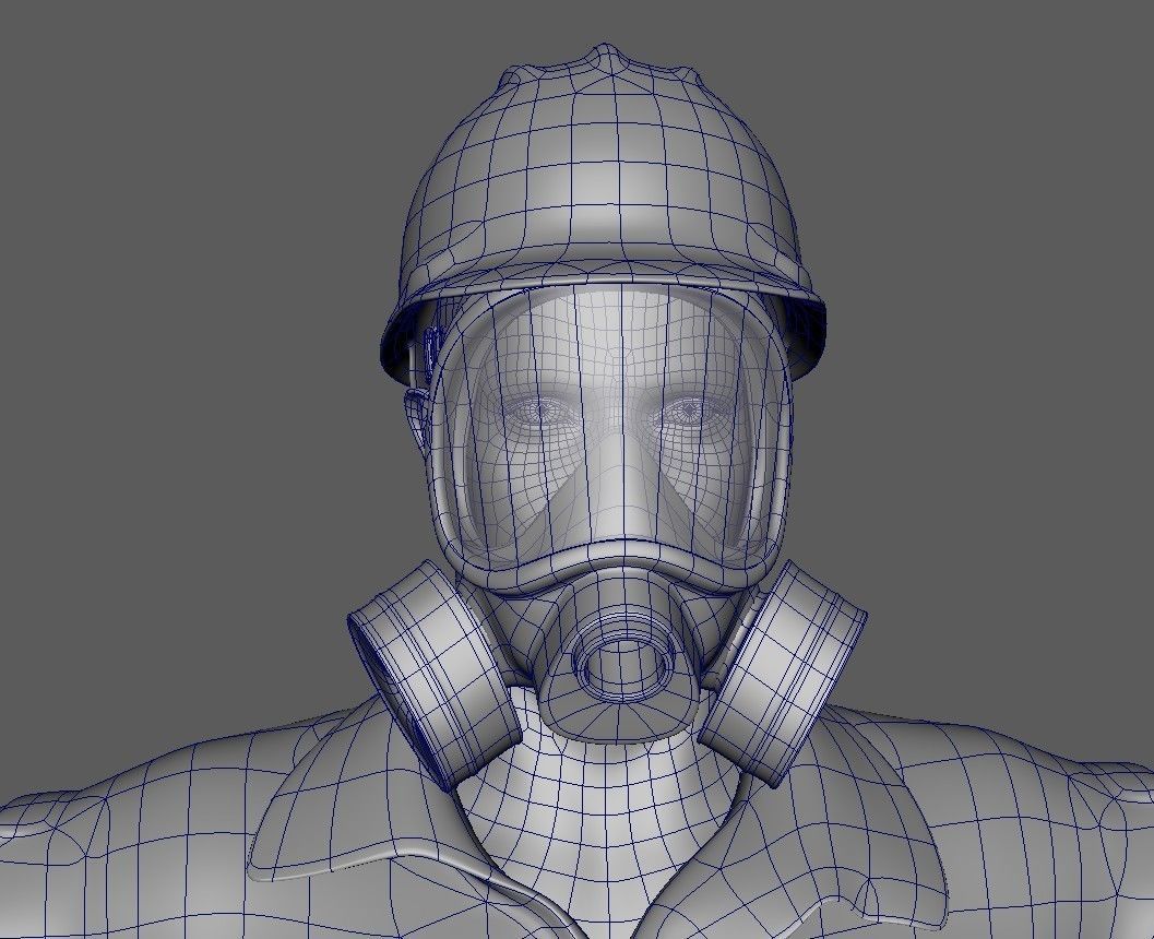3D model GAS MASK worker character RIGGED ANIMATED VR / AR / low-poly ...