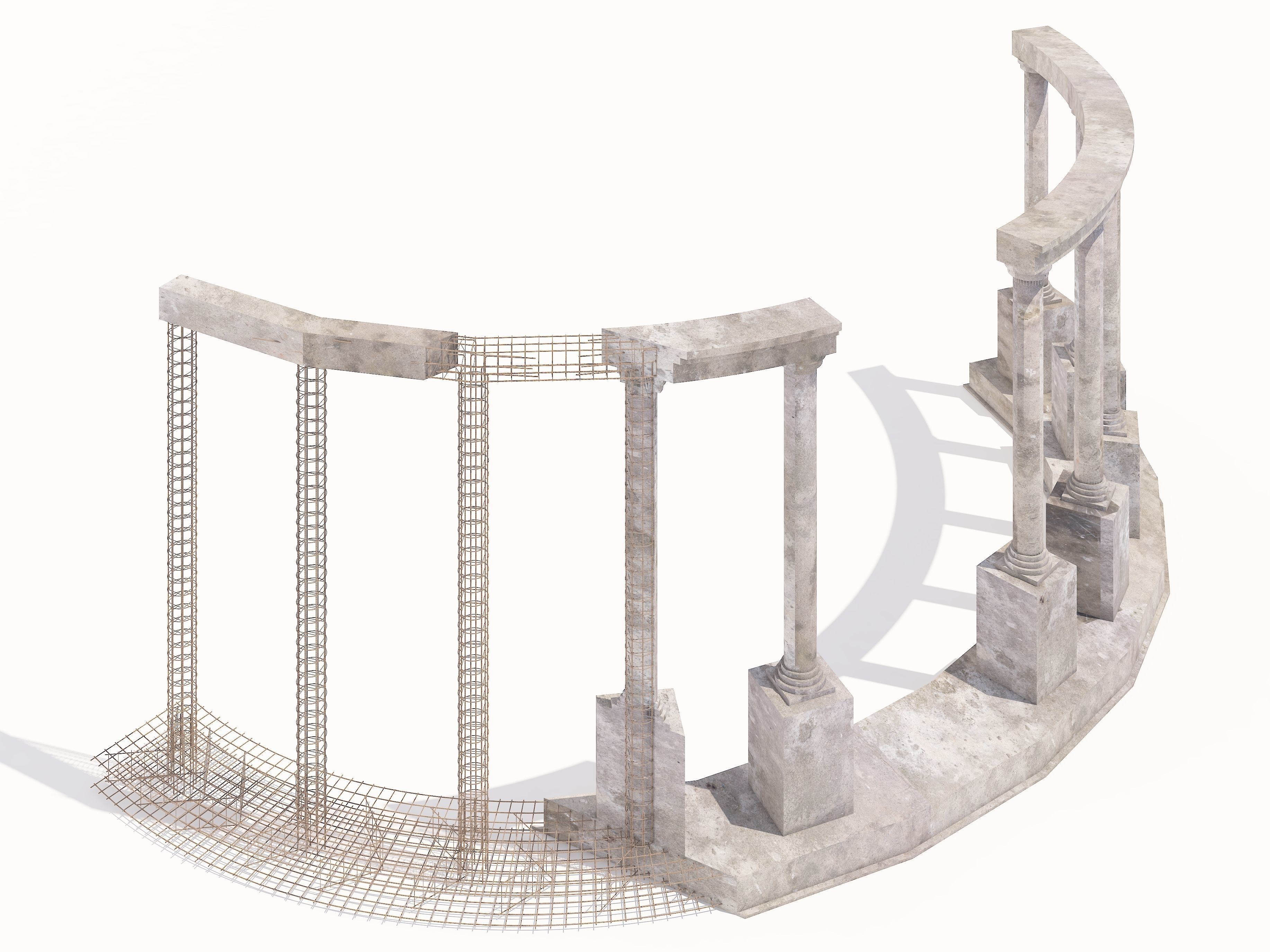 3D model Details of strengthening scheme of the concrete arch VR / AR ...