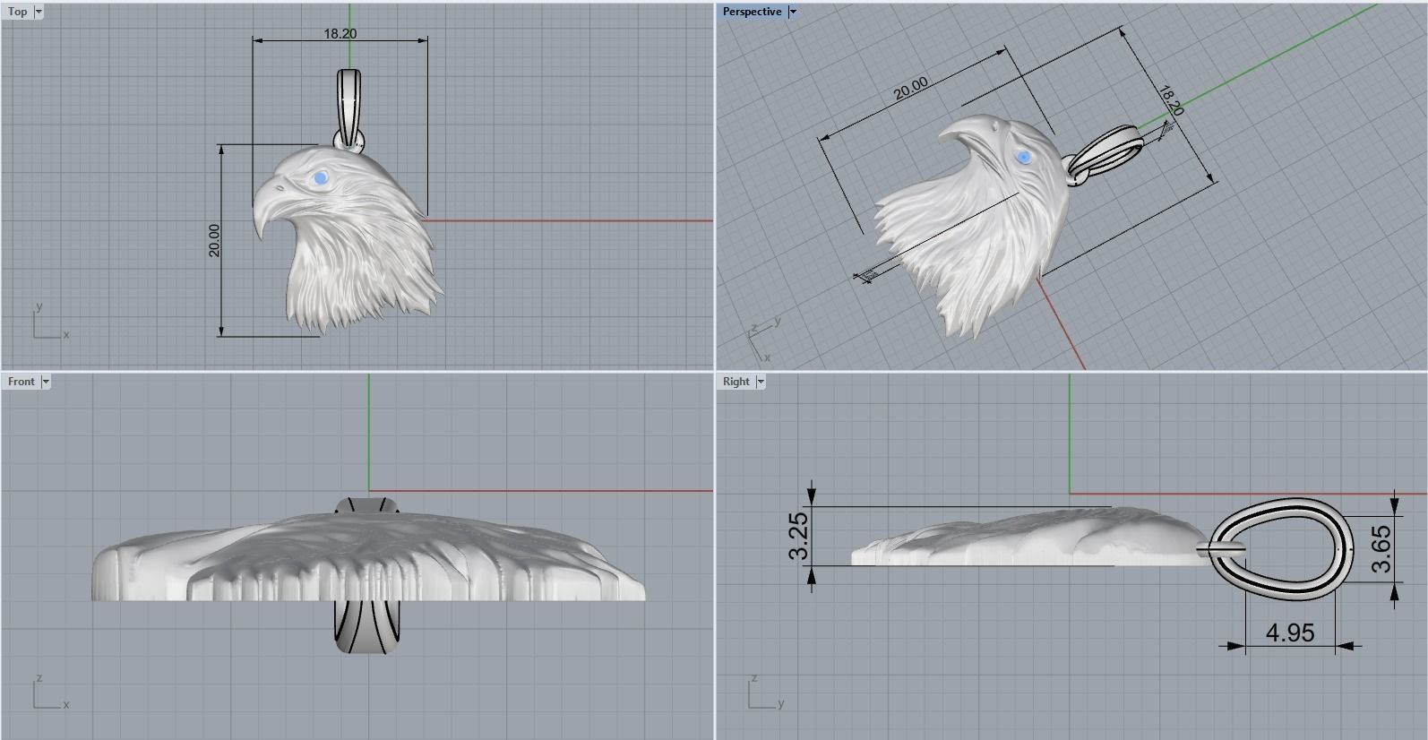 eagle pendant model 336 3D model 3D printable | CGTrader