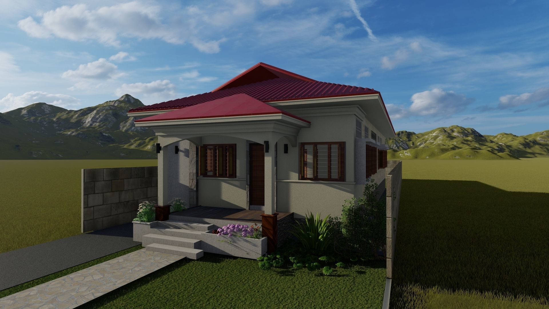 Rectangular 4BHK Residence 1300 sq ft 3D House 3D model | CGTrader