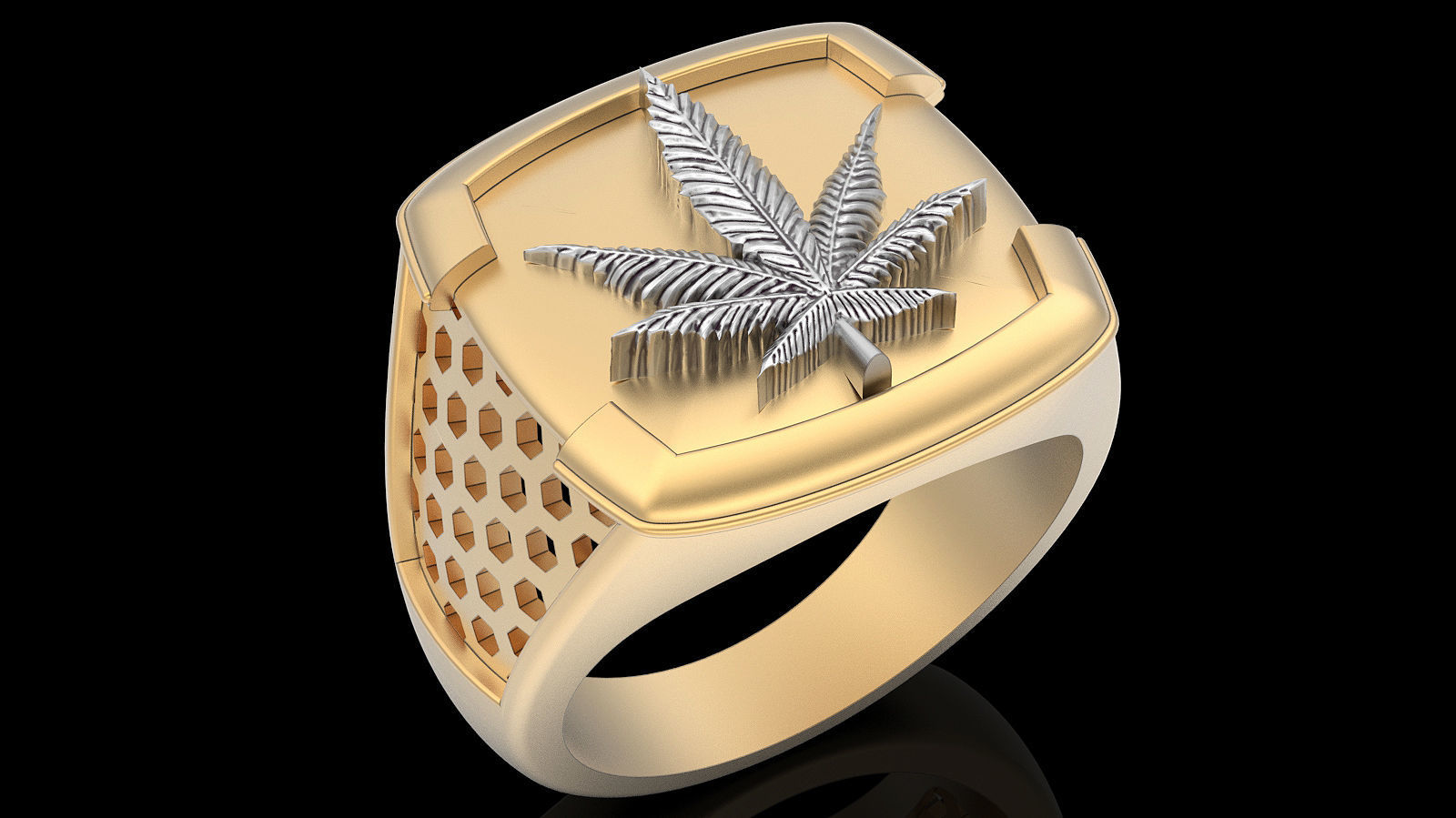 Marijuana ring silver gold jewelry printable 3D model 3D model 3D ...