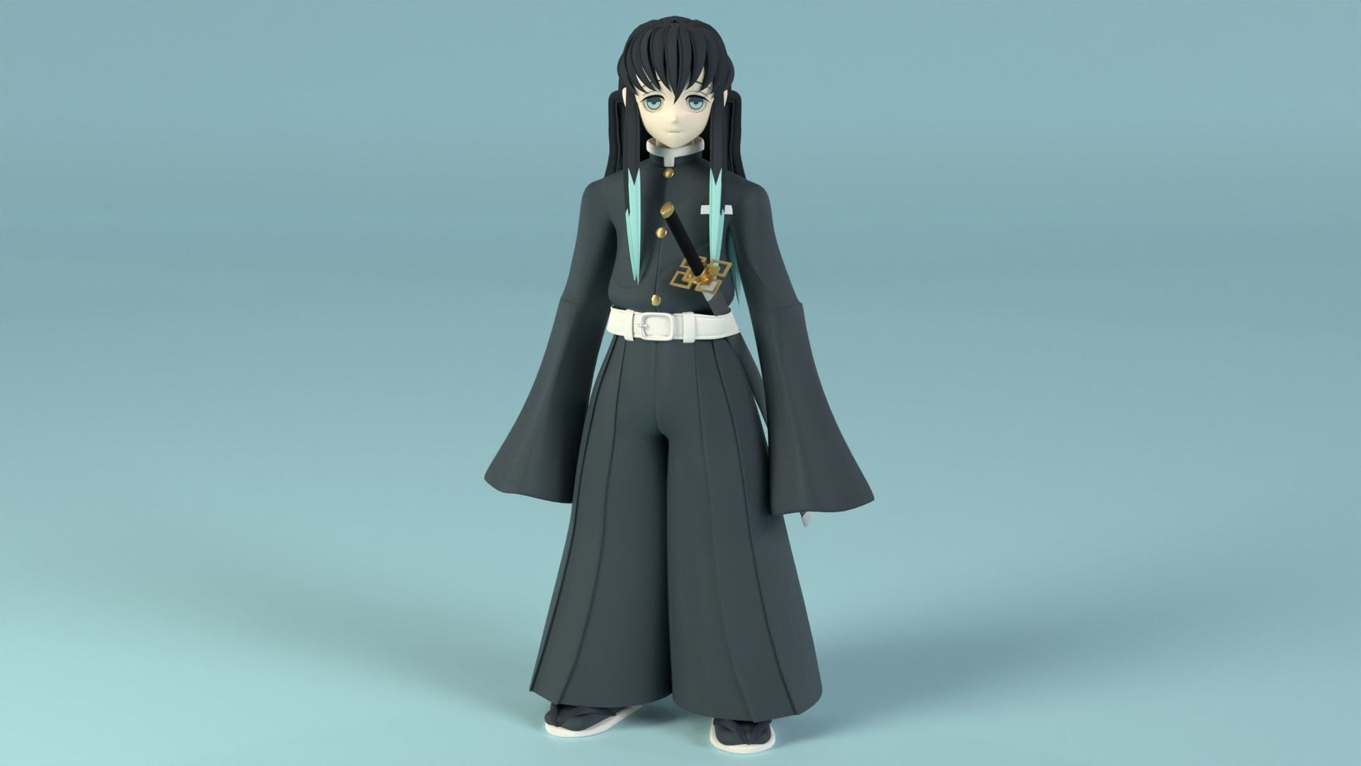 Muichiro Tokito - Demon Slayer 3D model rigged | CGTrader