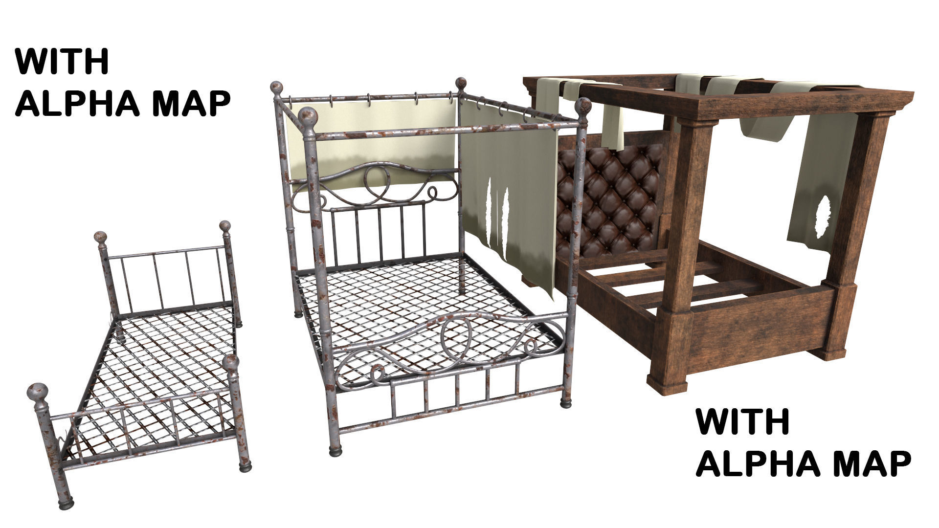 3D model Set of 5 old beds VR / AR / low-poly | CGTrader